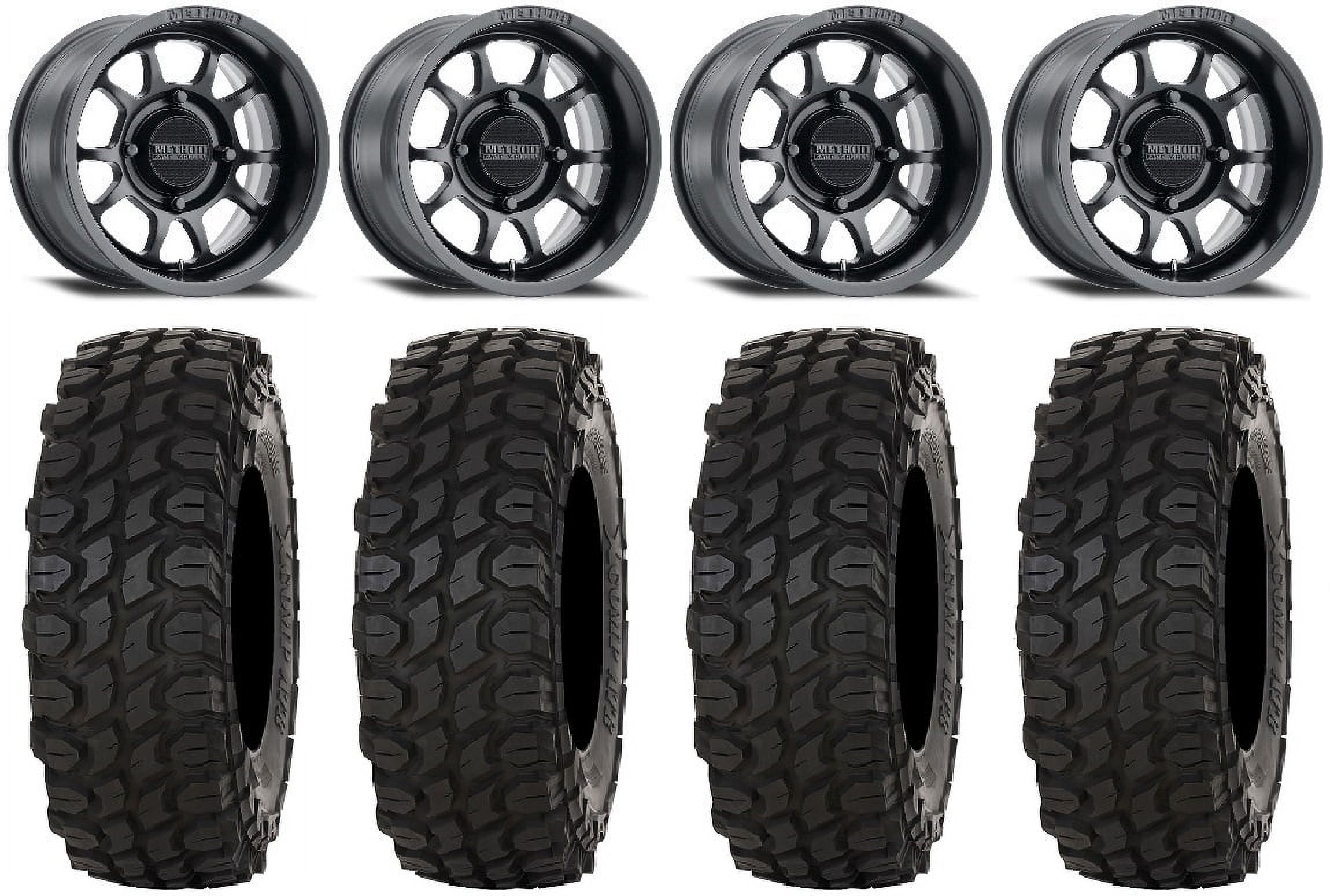Method 409 14" Wheels Black 5+2 28" XComp ATR Tires Kawasaki Mule Pro ...