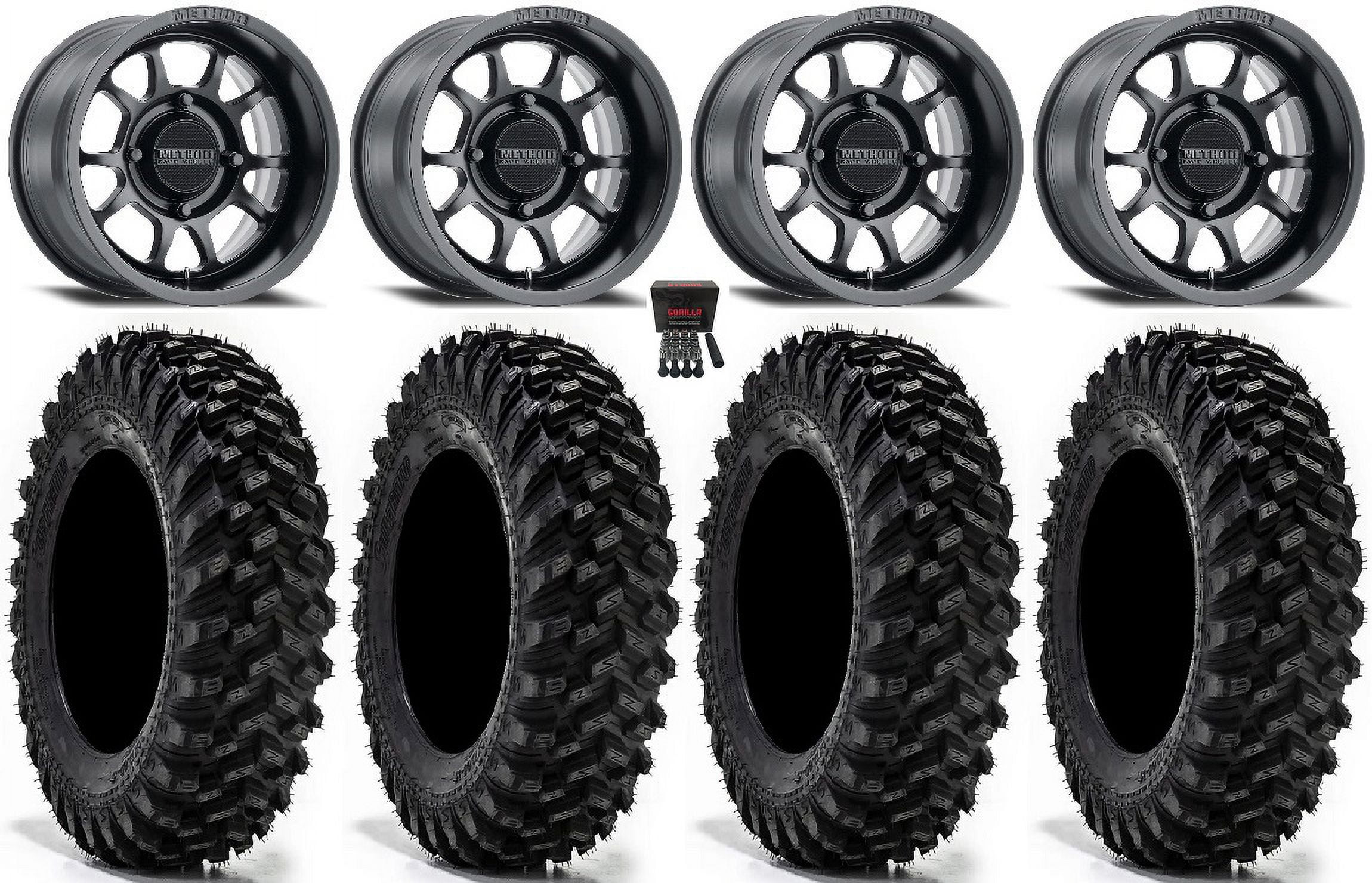 Method 409 14" Wheels Black (5+2) 32" Warrior XT Sticky Tires Polaris ...