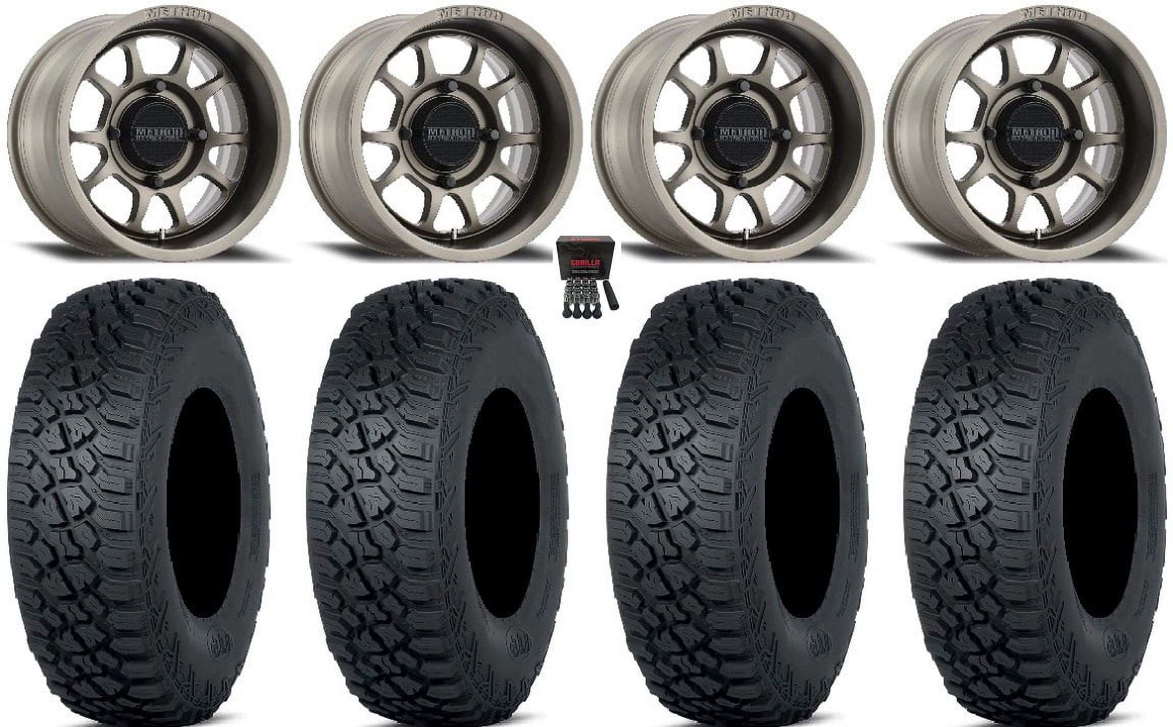 Method 409 15" Grey (5+2) Wheels 33" Tenacity XNR Tires Can-Am Maverick ...