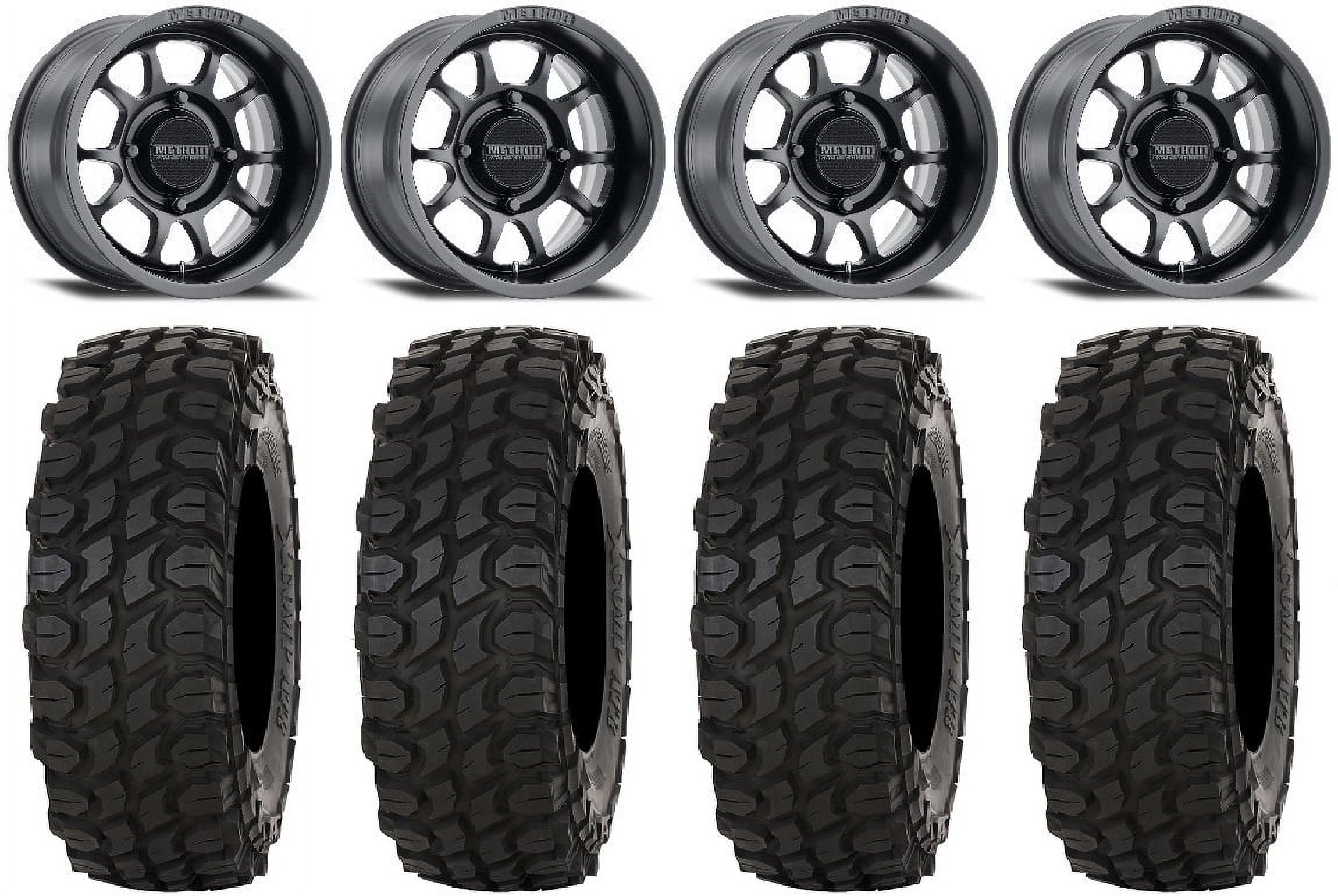 Method 409 15" Wheels Black (4+3) 35" XComp ATR Tires Polaris RZR XP ...