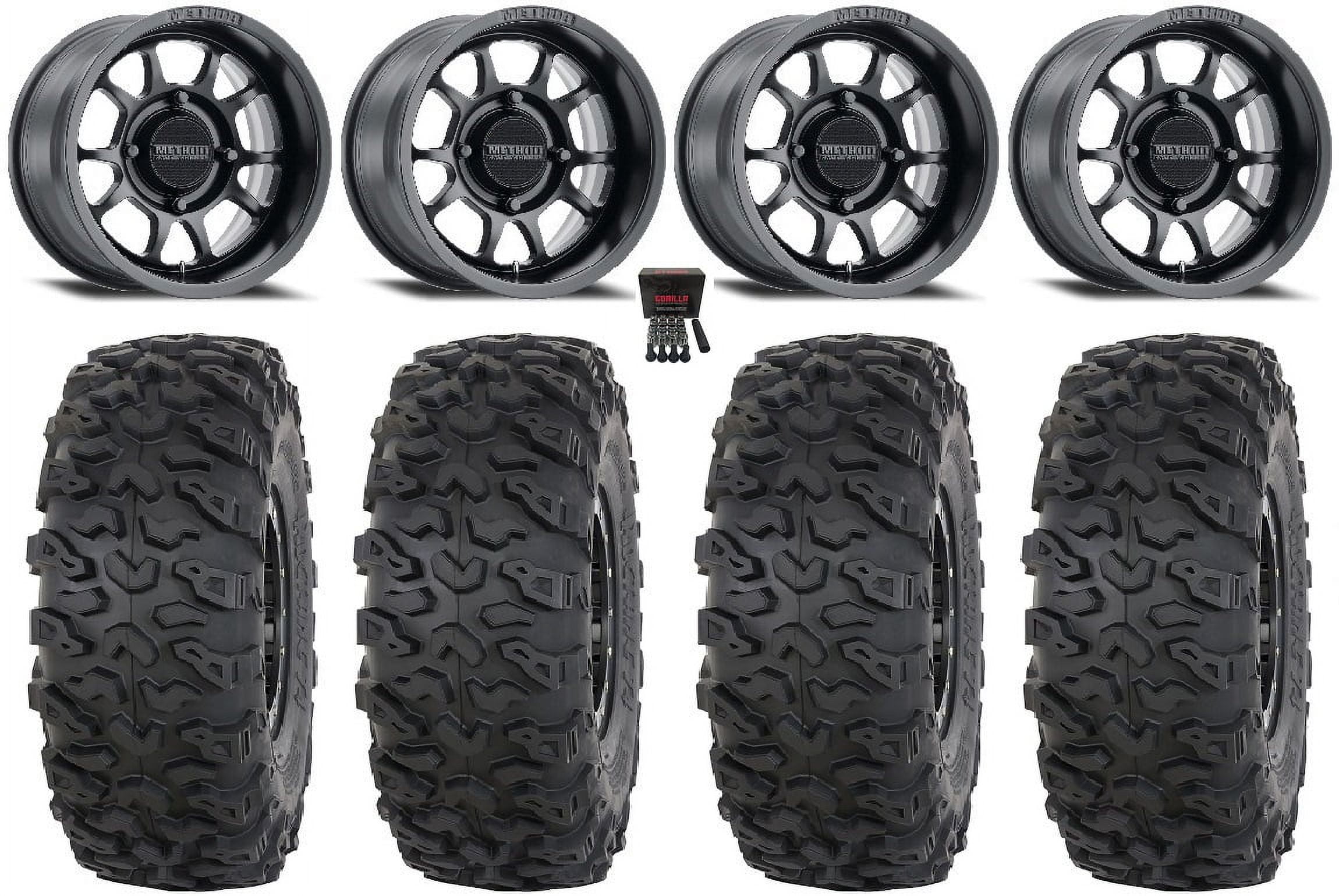 Method 409 15" Wheels Black (5+2) 35" Roctane T4 Tires Sportsman RZR ...