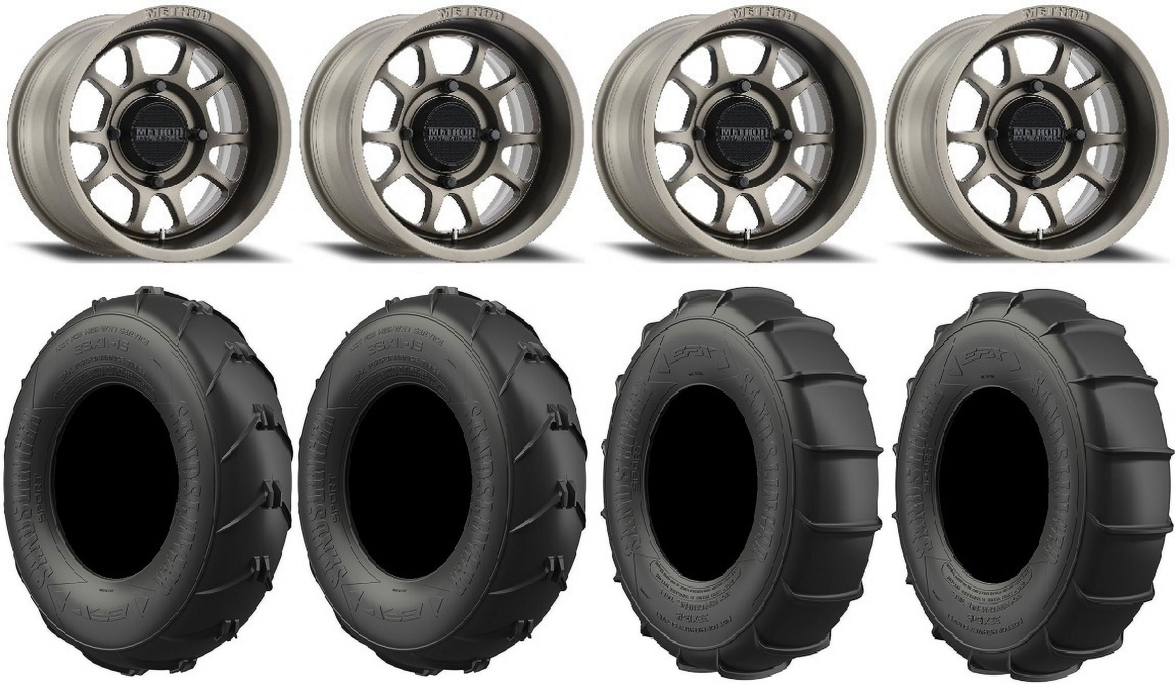 Method 409 15" Wheels Grey 33" Sand Slinger Tires Polaris RZR XP 1000 ...