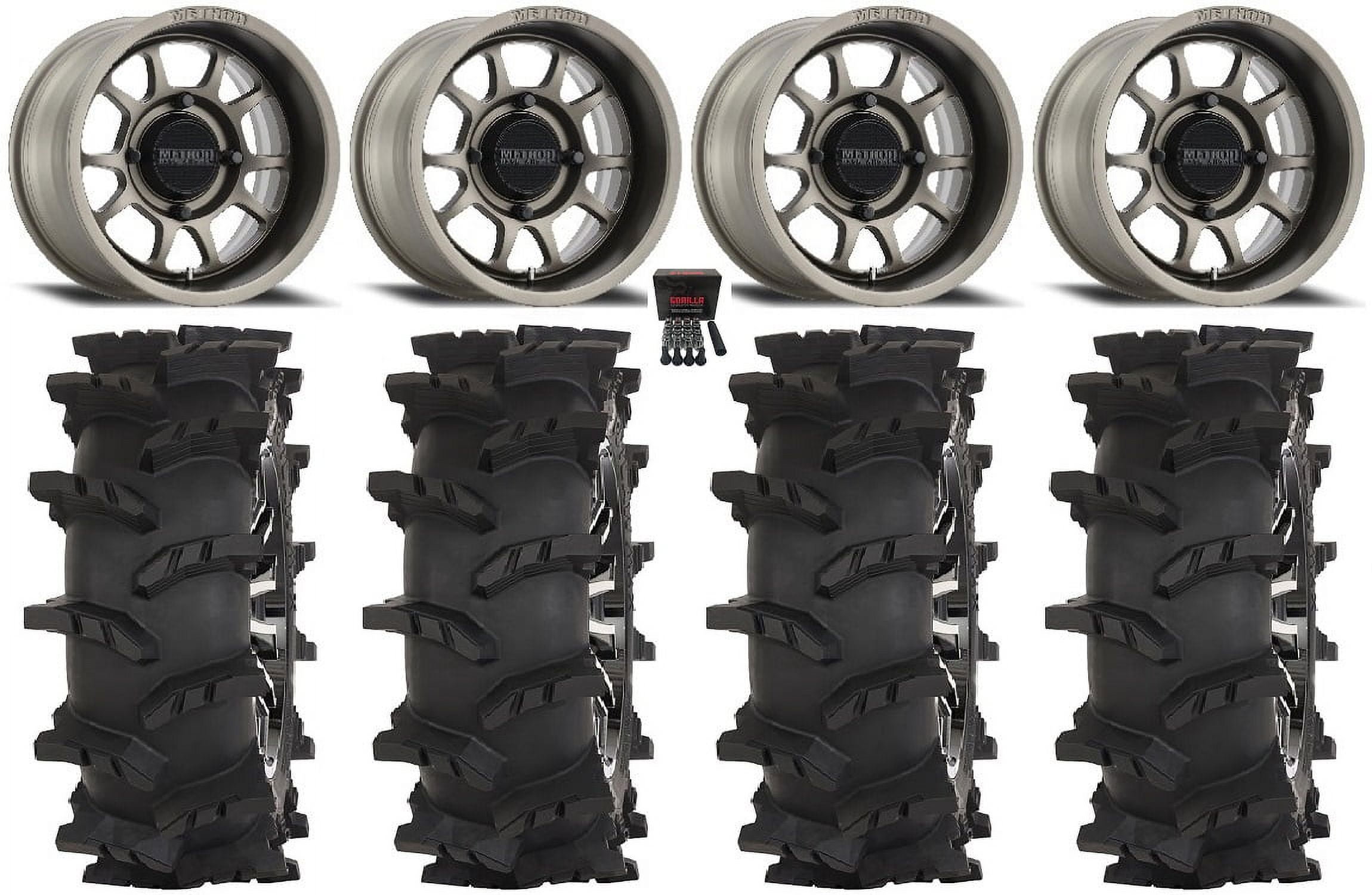 Method 409 15" Wheels Grey (4+3) 32" Outlaw Max Tires Polaris RZR XP 1000 / PRO XP / Ranger XP ...
