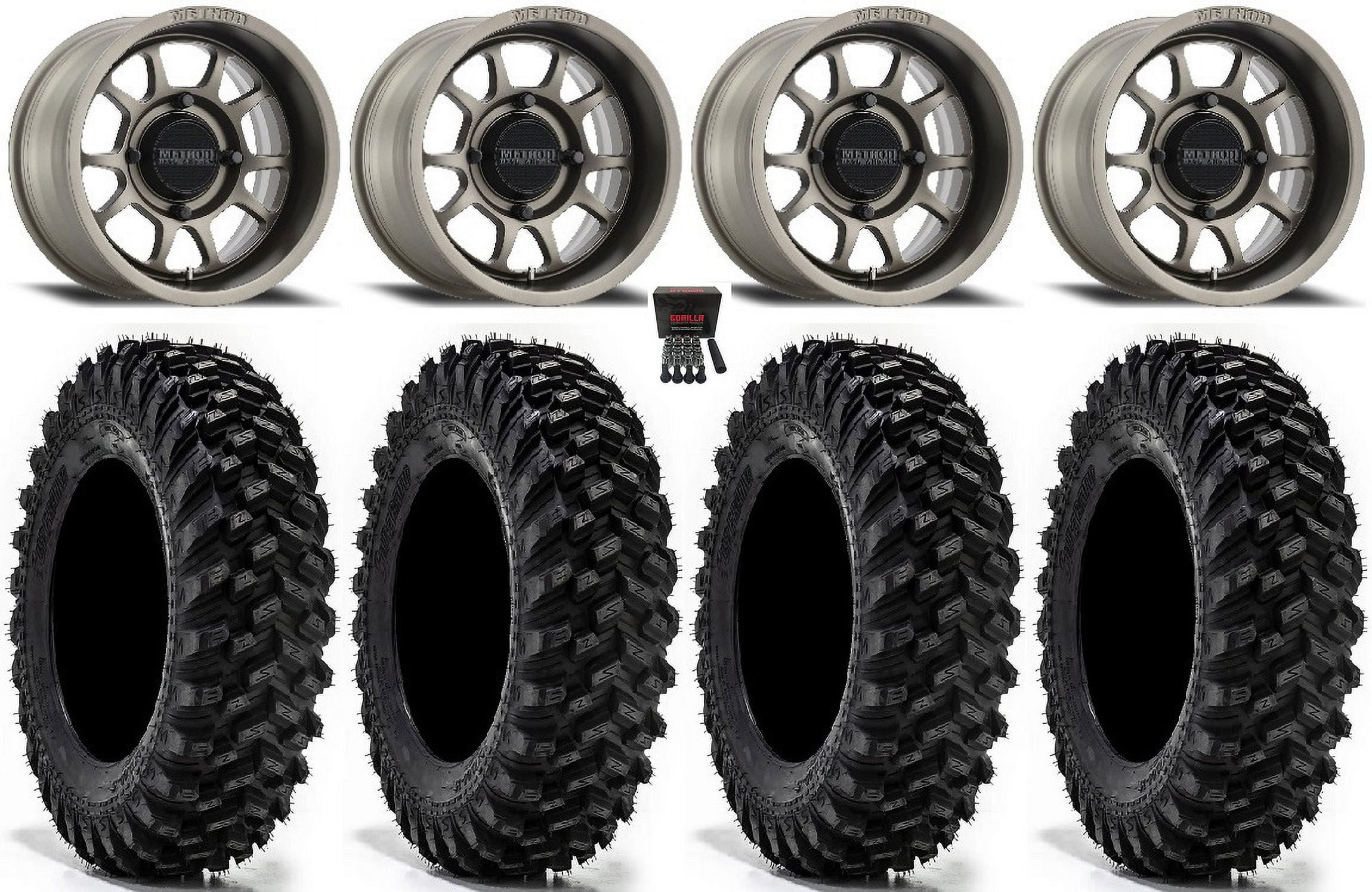 Method 409 15" Wheels Grey (5+2) 32" Warrior XT Tires Sportsman RZR ...