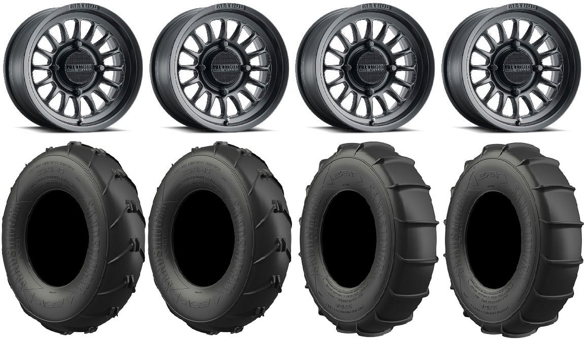 Method 411 15" Wheels Black 33" Sand Slinger Tires Polaris RZR XP 1000 ...