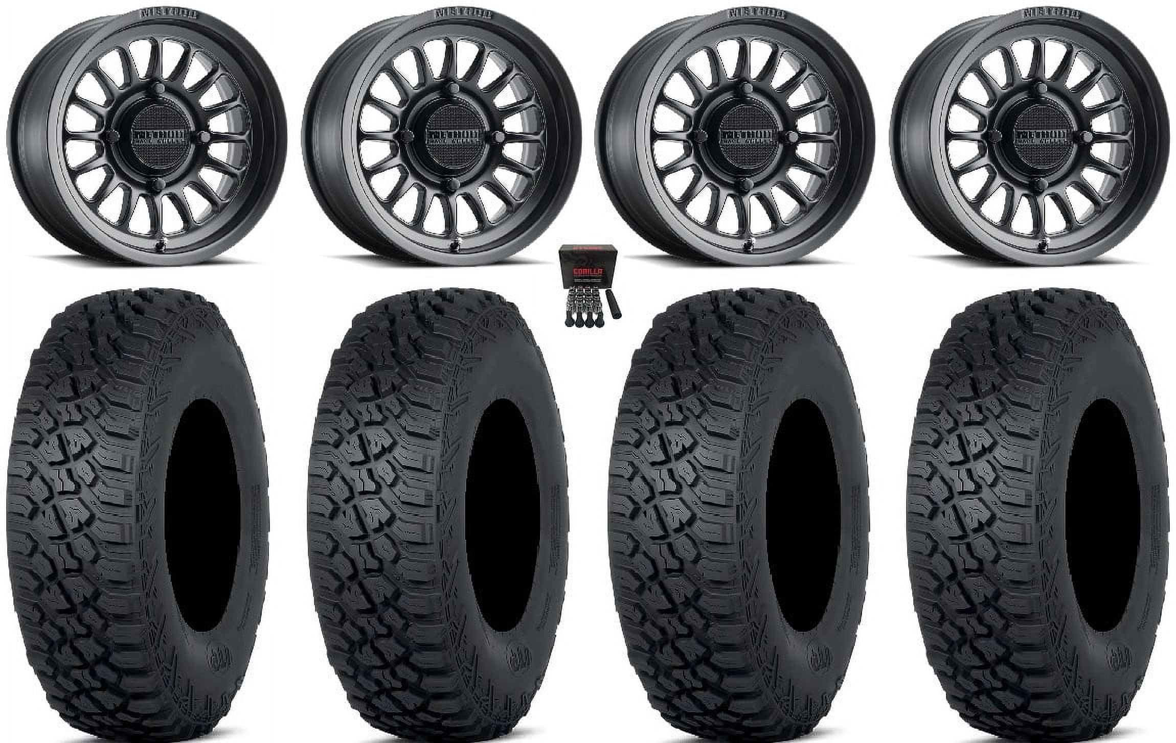 Method 411 15" Wheels Black (4+3) 30" Tenacity XNR (8ply) Tires Polaris ...