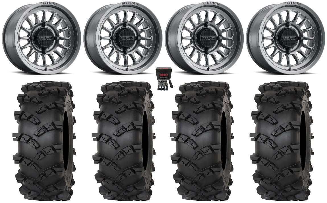 Method 411 15" Wheels Ti (4+3) 35" Outlaw M/T Tires Polaris RZR XP 1000 ...