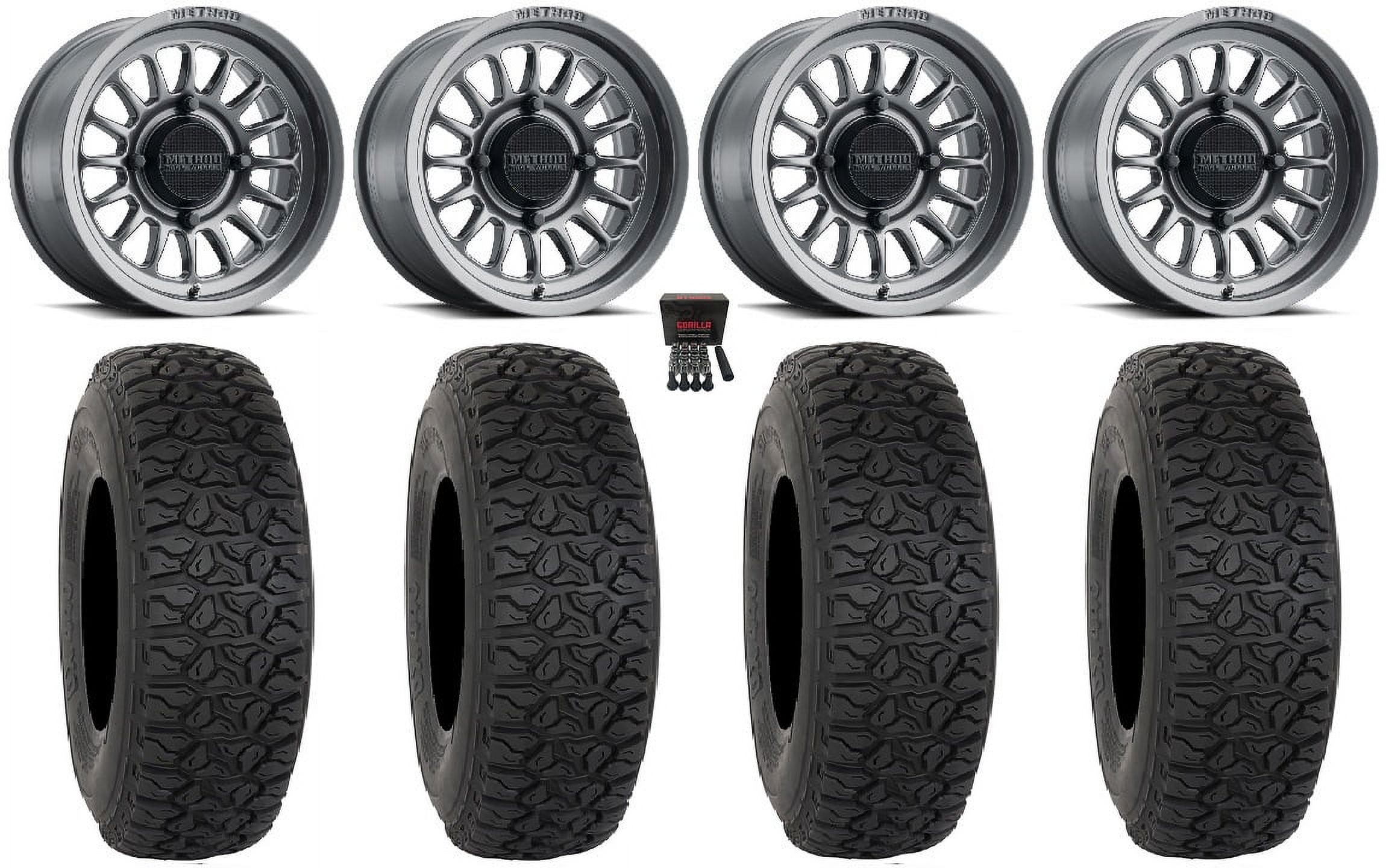 Method 411 15" Wheels Titanium (4+3) 35" DX440 Tires Sportsman RZR ...