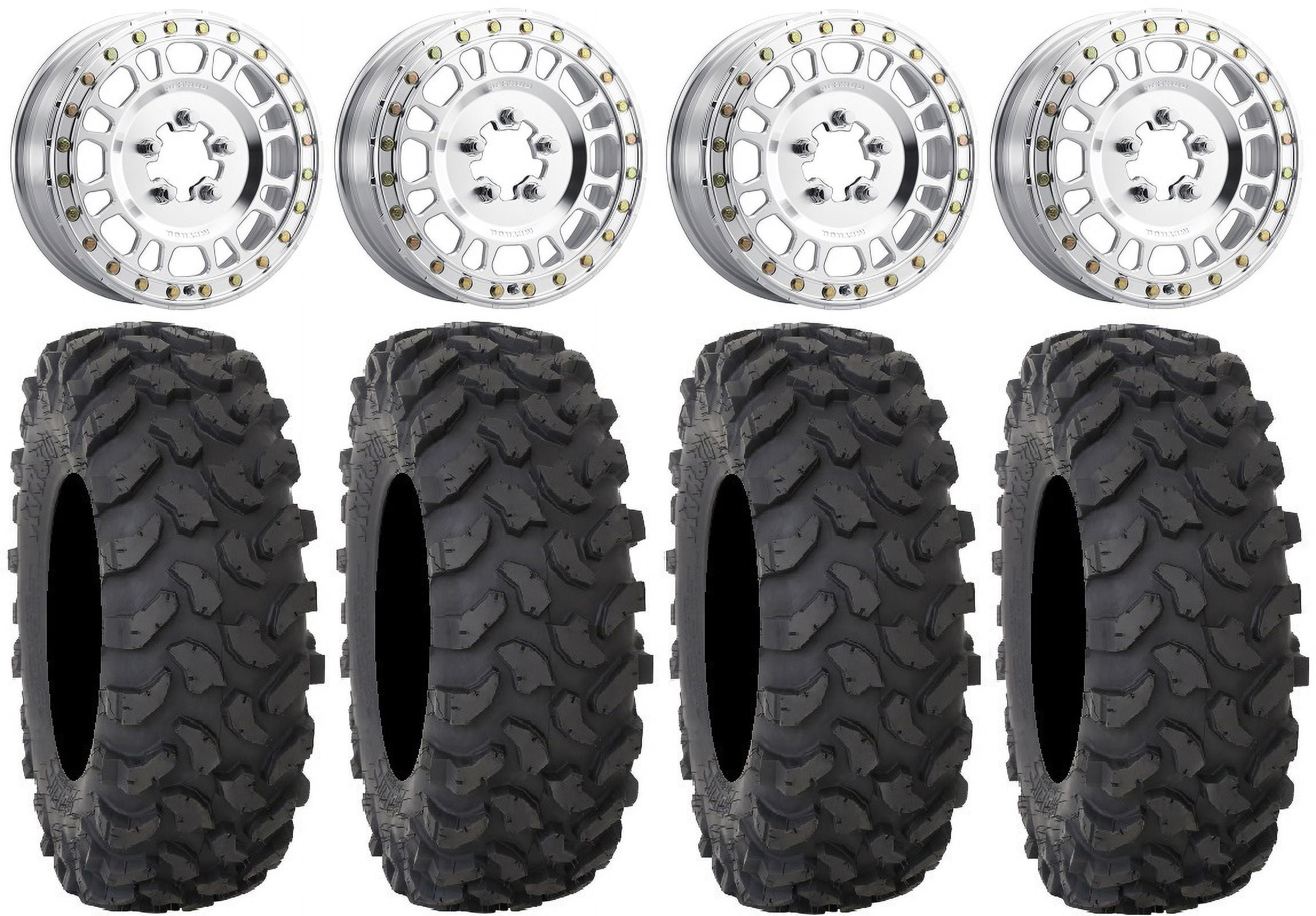 Method 412 Beadlock 15" Wheels Raw 35" XTR370 Tires Polaris RZR Turbo R ...