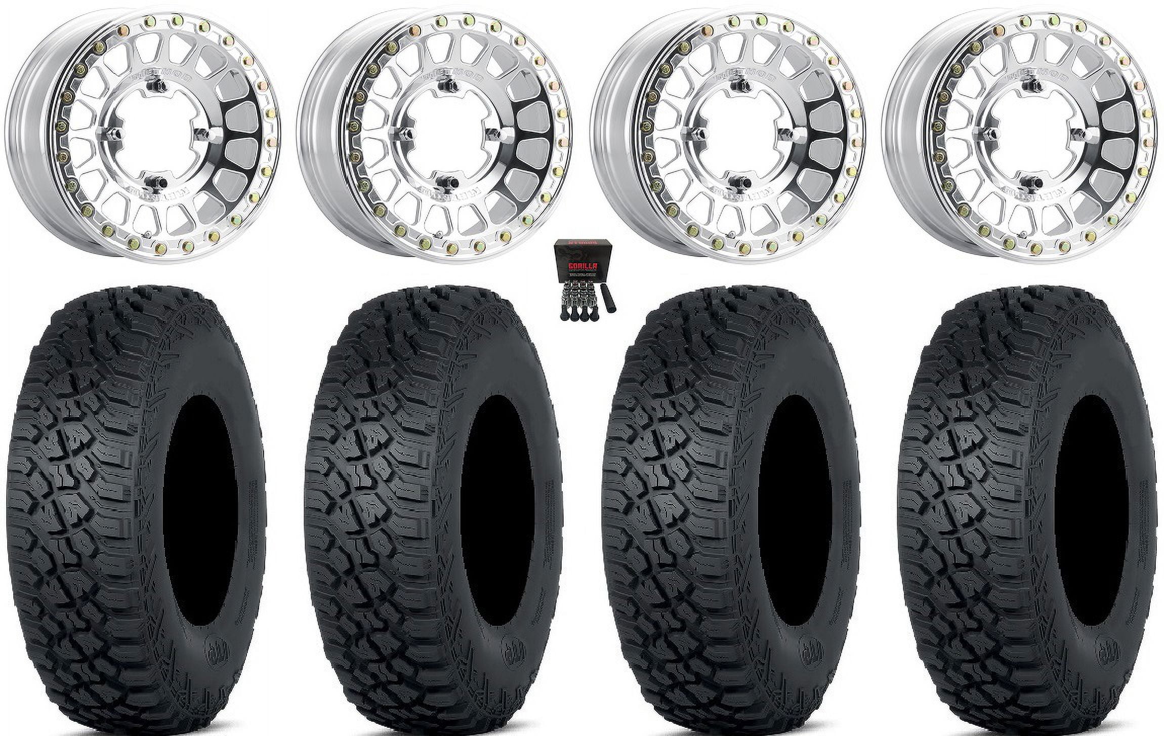 Method 413 Beadlock 15" Wheels Polished 33" Tenacity XNR Tires Can-Am ...