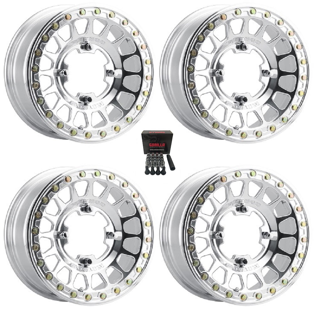 Method 413 Beadlock 15x10 Wide Wheels Polished Kawasaki Mule Pro FXT ...