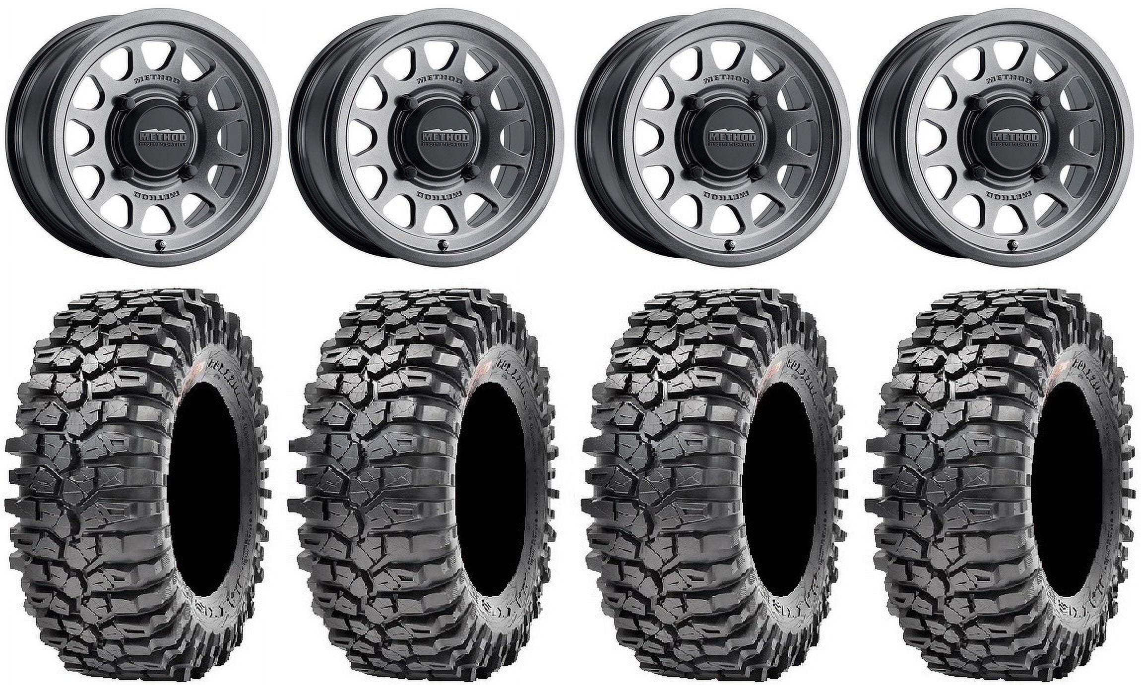 Method 414 14" Gr +38mm Wheels 30" Roxxzilla 396 Tires Sportsman RZR ...