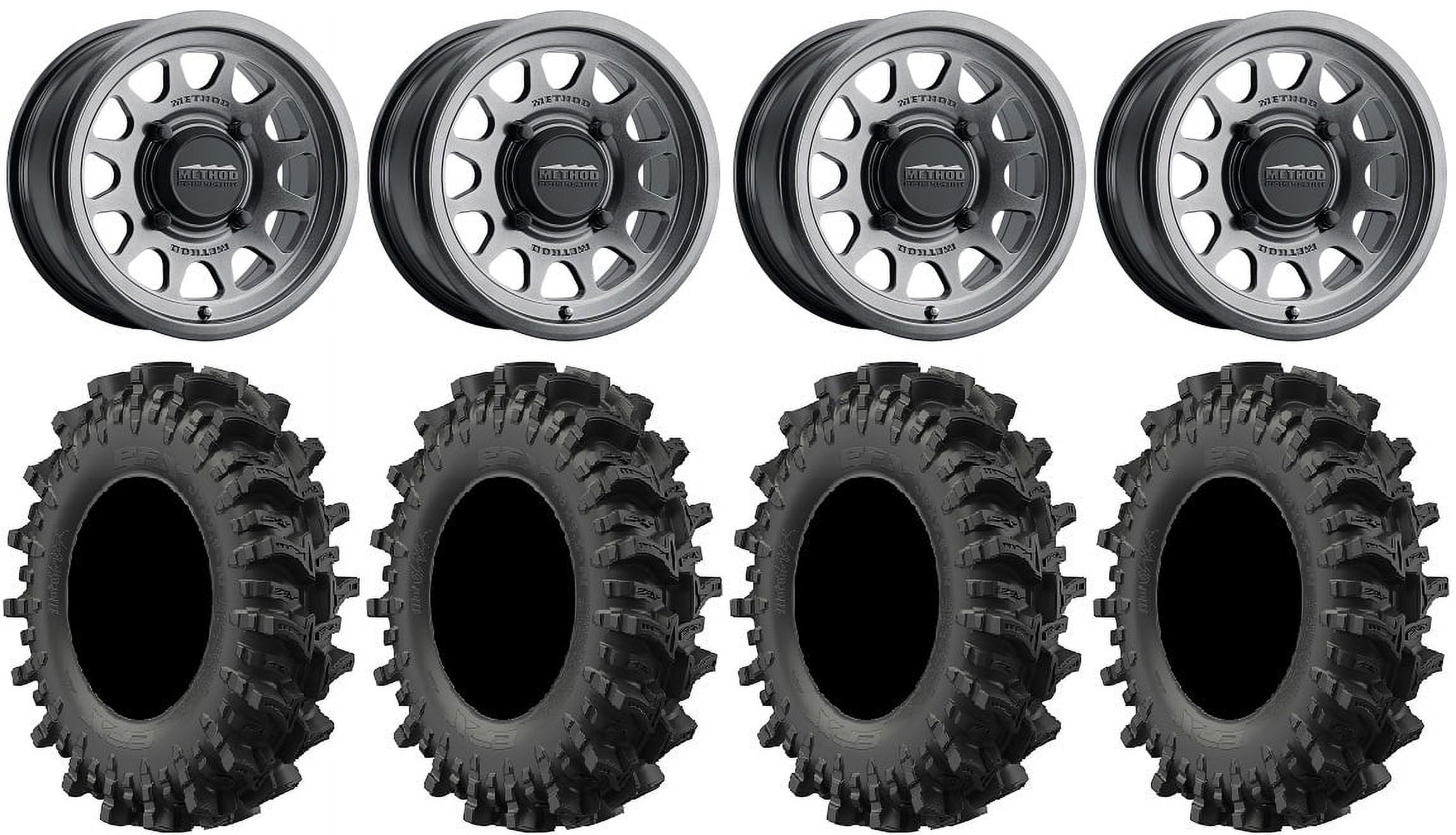 Method 414 14" Graphite +38mm Wheels 28" MotoSlayer Tires Polaris RZR ...