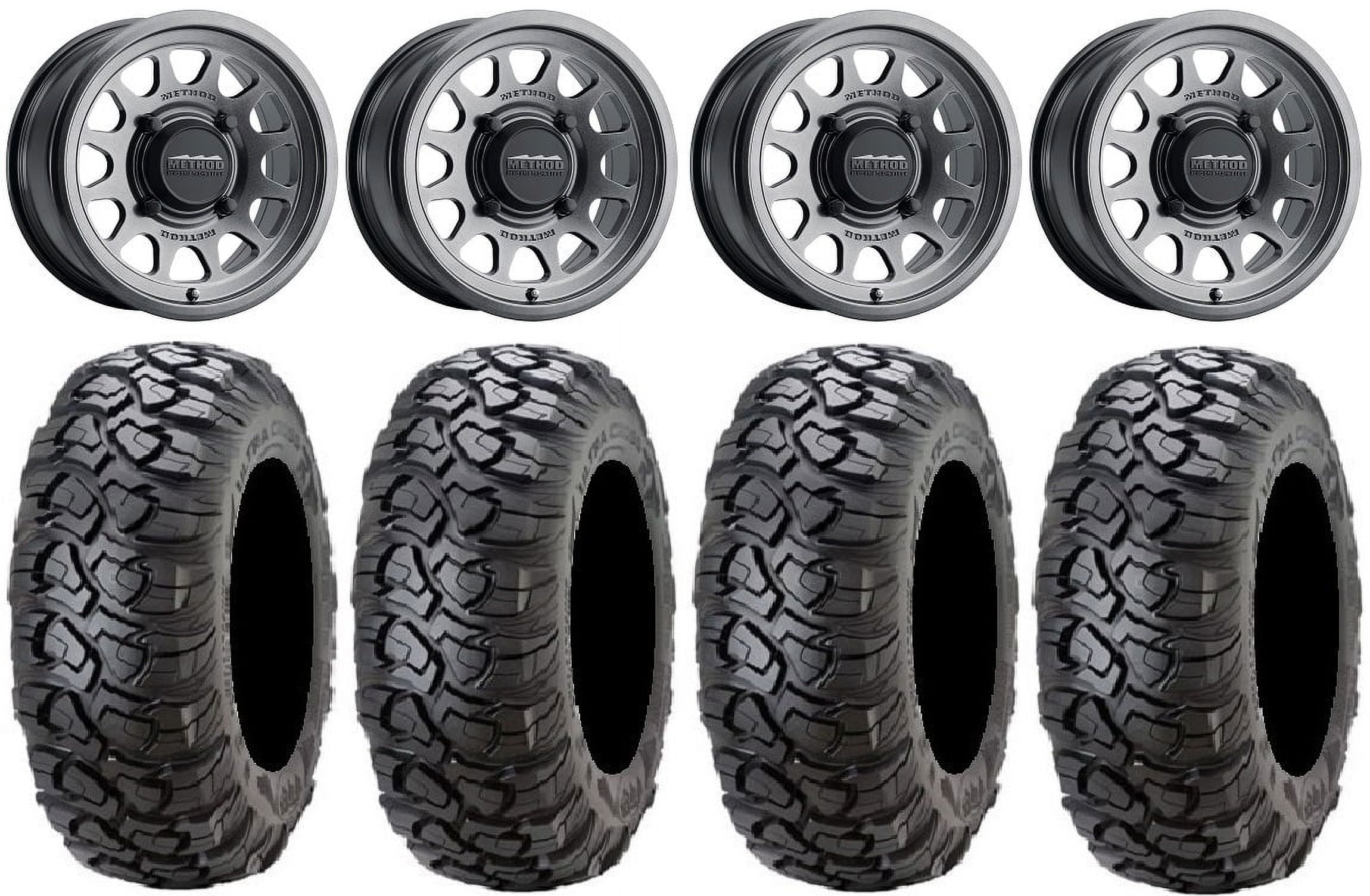 Method 414 14" Graphite +38mm Wheels 28" Ultracross Tires Sportsman RZR ...