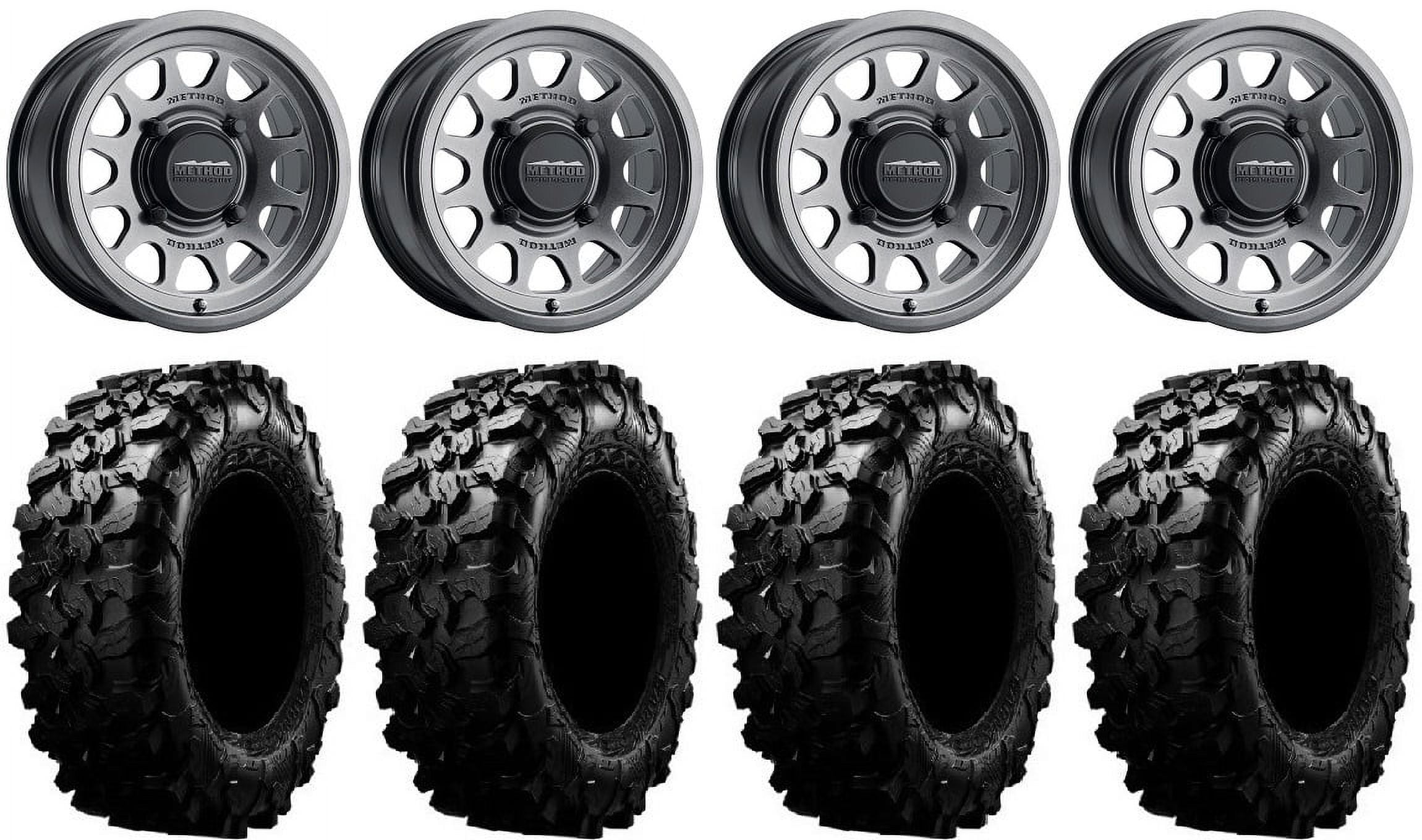 Method 414 14" Graphite +38mm Wheels 30" Carnivore Tires Polaris RZR XP ...