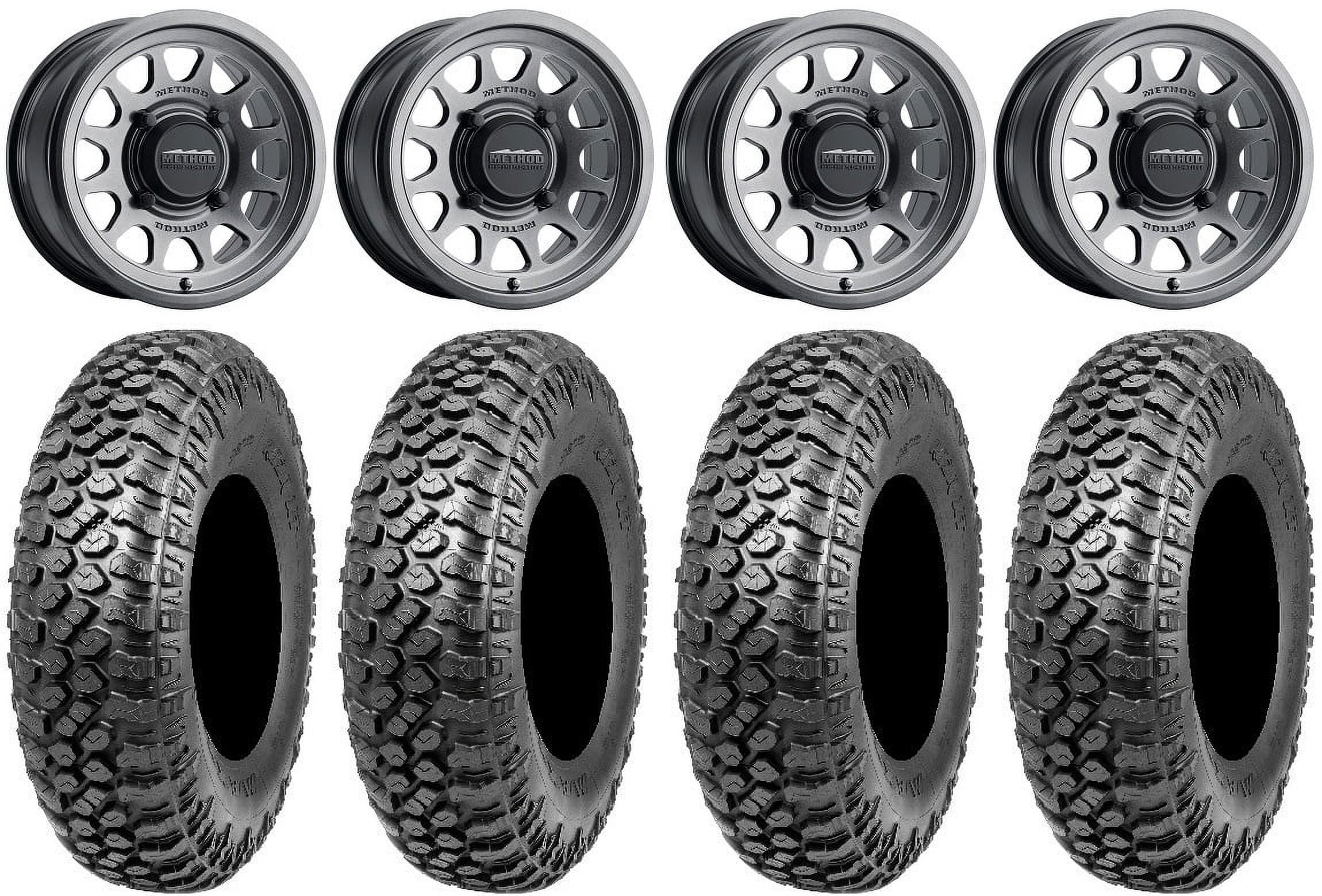 Method 414 14" Graphite +38mm Wheels 30" RAZR XT Tires Sportsman RZR ...