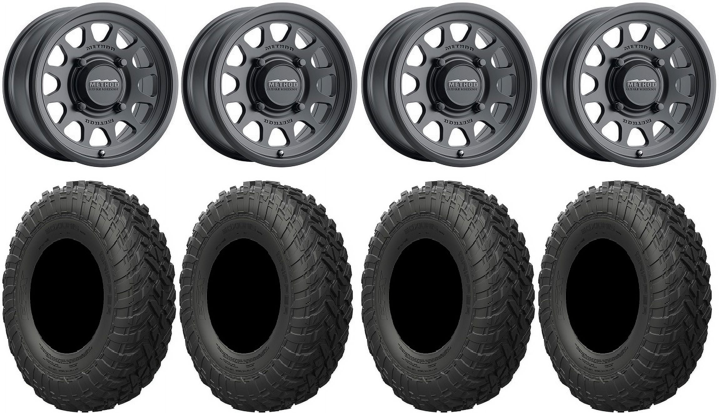 Method 414 14" Wheels Black +38mm 30" Gripper M/T Tires Sportsman RZR ...