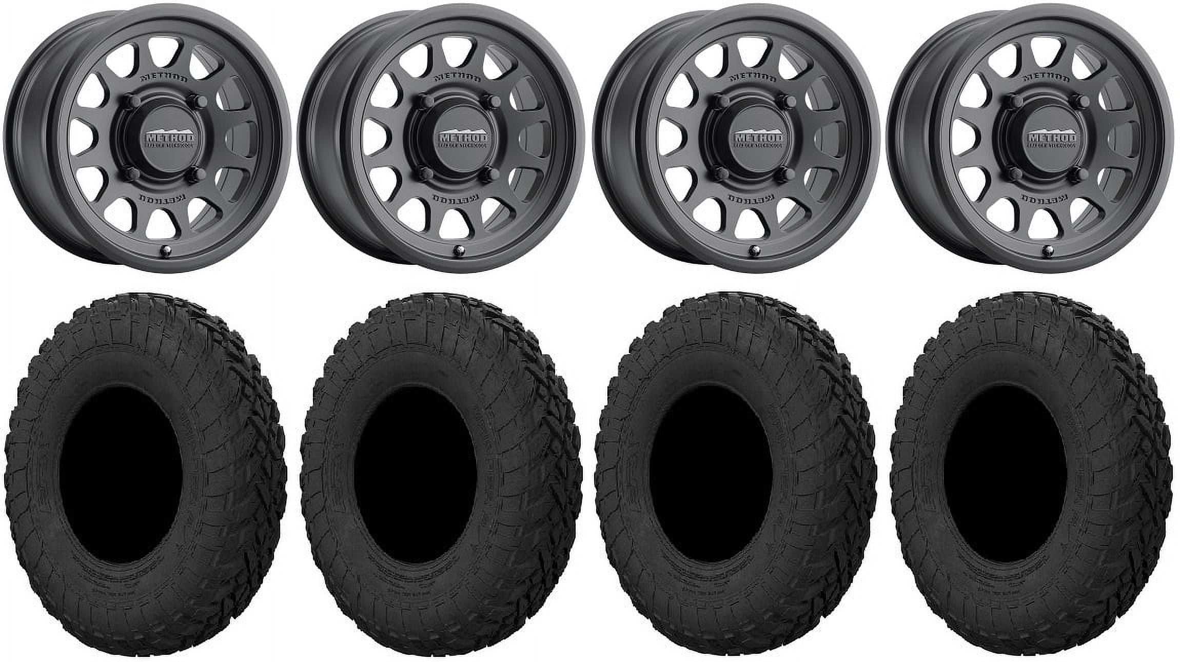 Method 414 14" Wheels Black +38mm 30" Gripper R/T Tires Sportsman RZR ...
