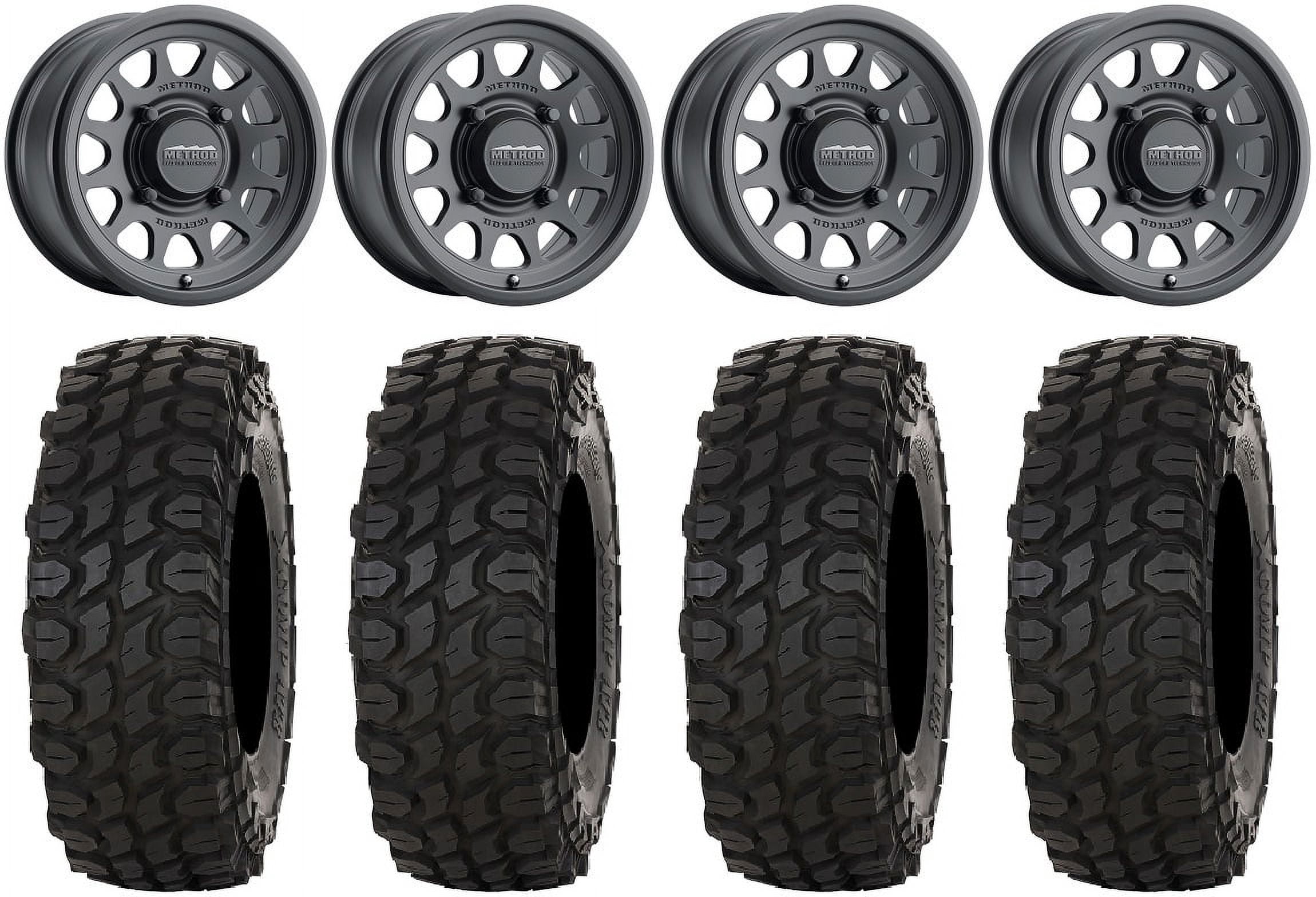 Method 414 14" Wheels Black +38mm 32" XComp ATR Tires Sportsman RZR ...