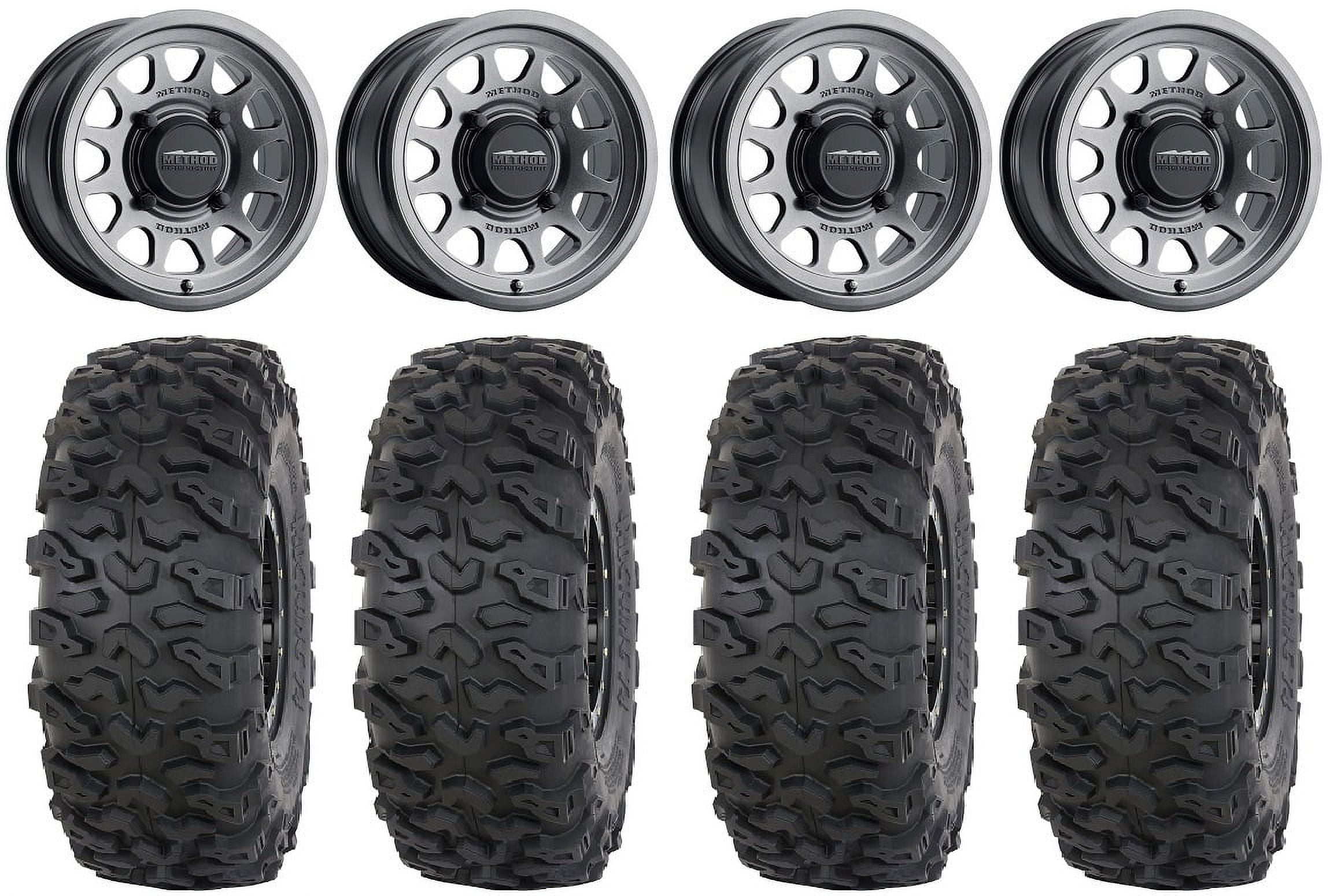 Method 414 14" Wheels Graphite +38mm 30" Roctane T4 Tires Can-Am ...