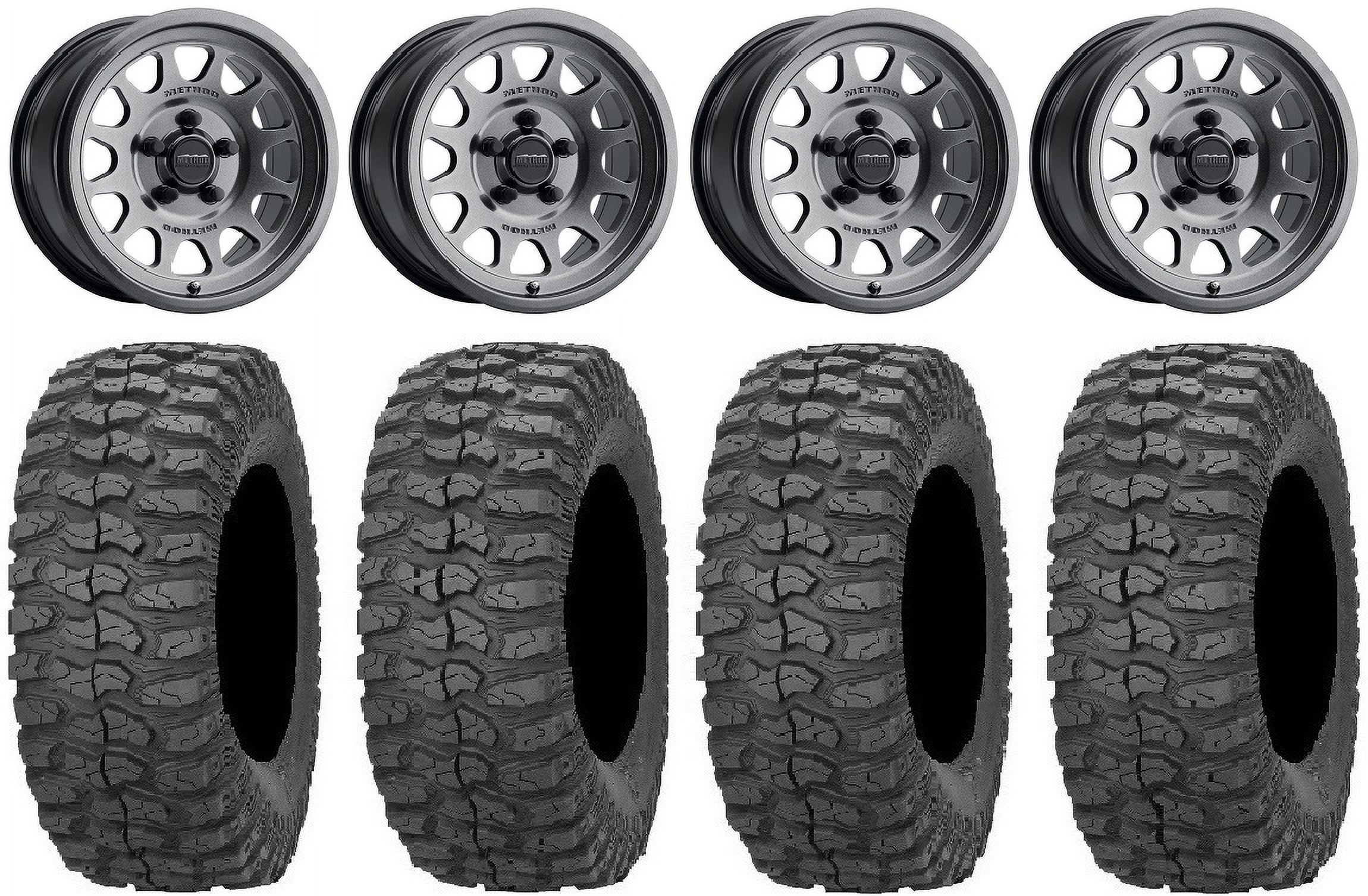 Method 414 15" Wheels +13mm 32" Rock-A-Billy Tires Polaris RZR Turbo R ...