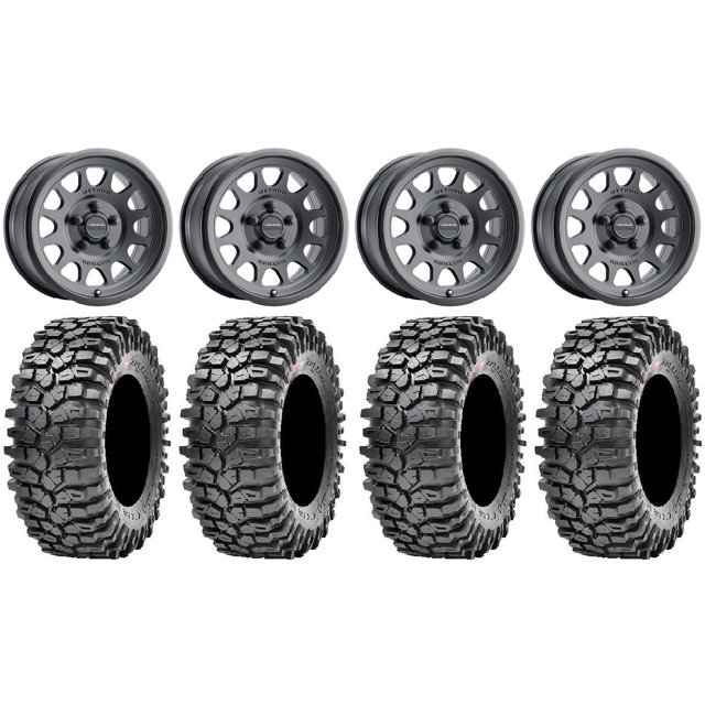 Method 414 15" Wheels Bk +13mm 35" Roxxzilla Tires Polaris RZR Turbo R ...