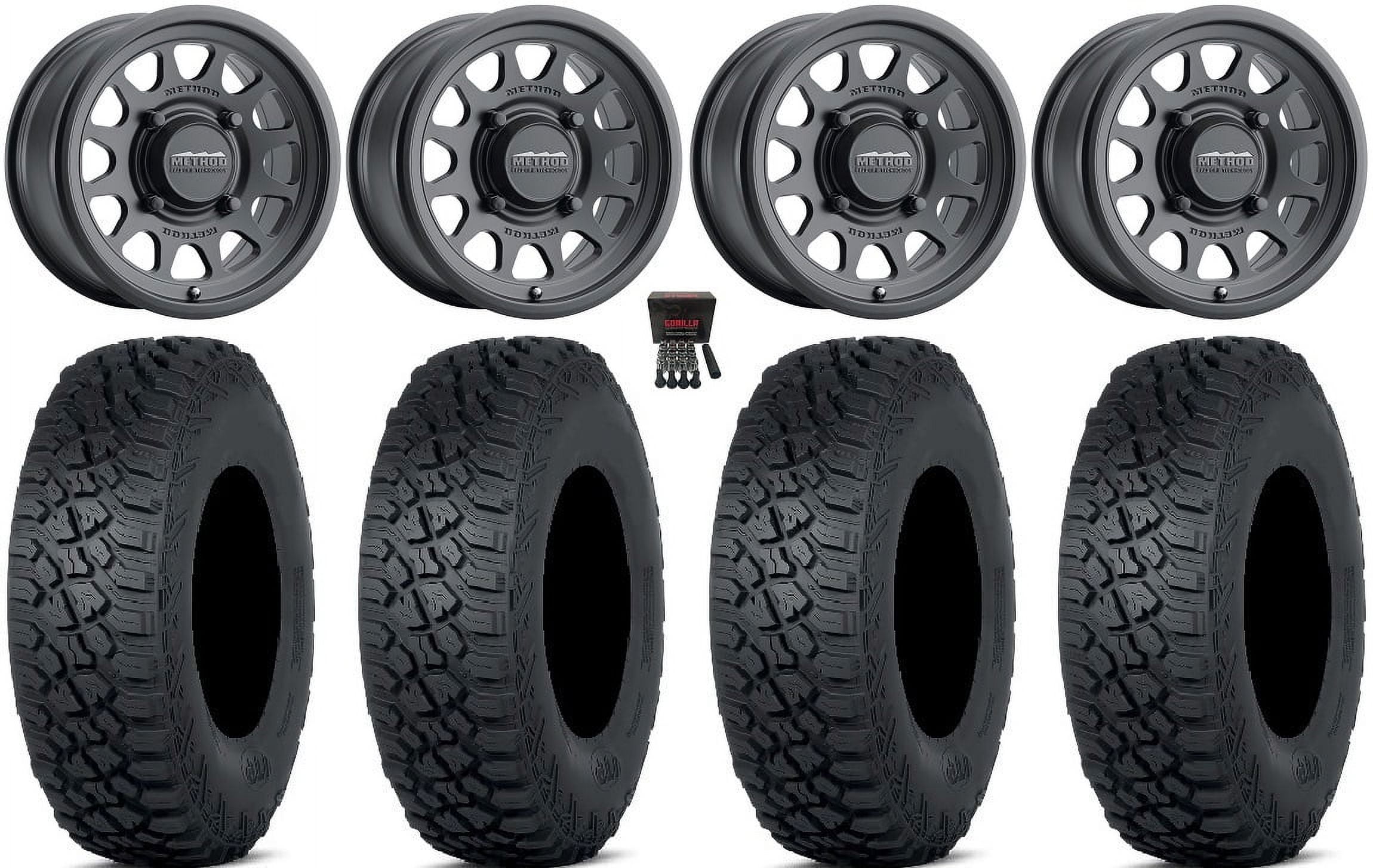 Method 414 15" Wheels Bk +38mm 30" Tenacity XNR (8ply) Tires Can-Am Commander Maverick Renegade ...