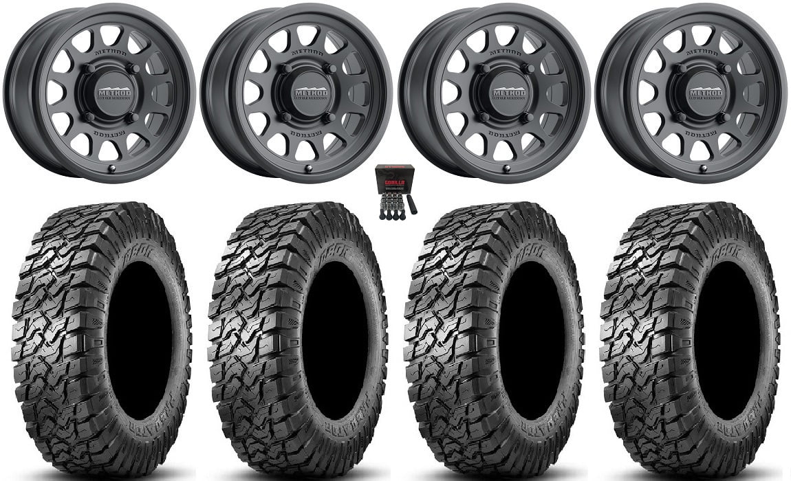 Method 414 15" Wheels Black +13mm 32" Predator Tires Sportsman RZR ...