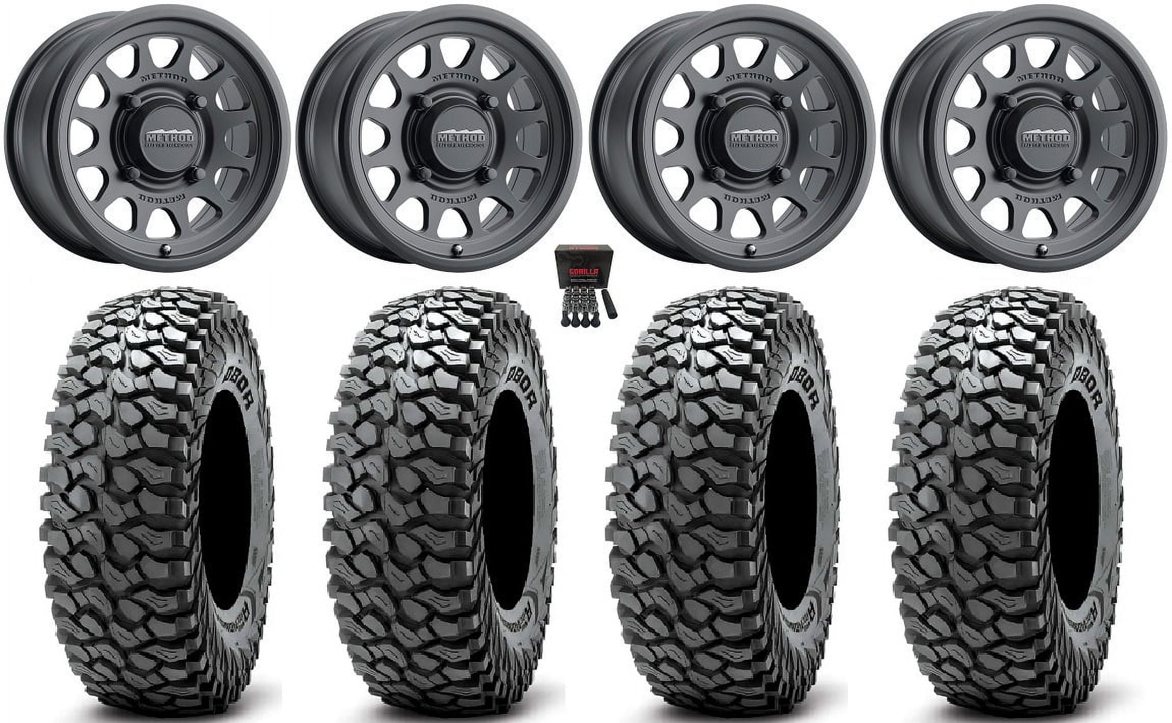 Method 414 15" Wheels Black +13mm 35" RocScraper Tires Polaris RZR XP ...