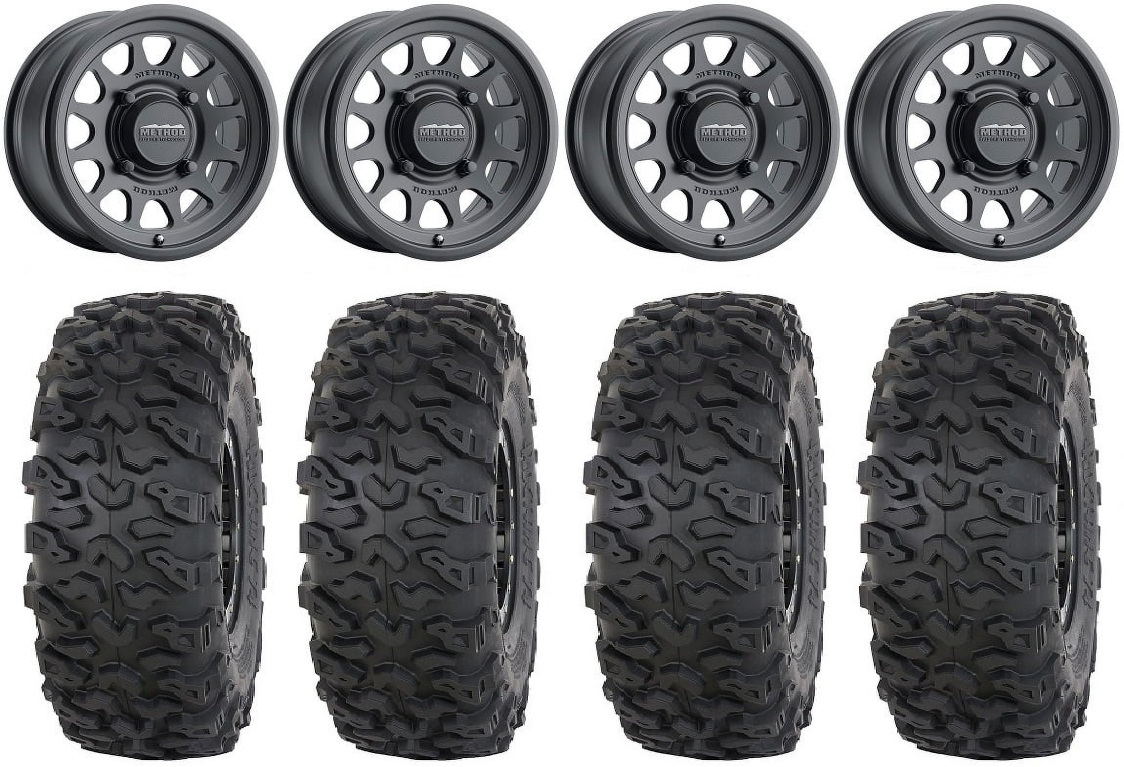 Method 414 15" Wheels Black +13mm 35" Roctane T4 Tires Sportsman RZR ...
