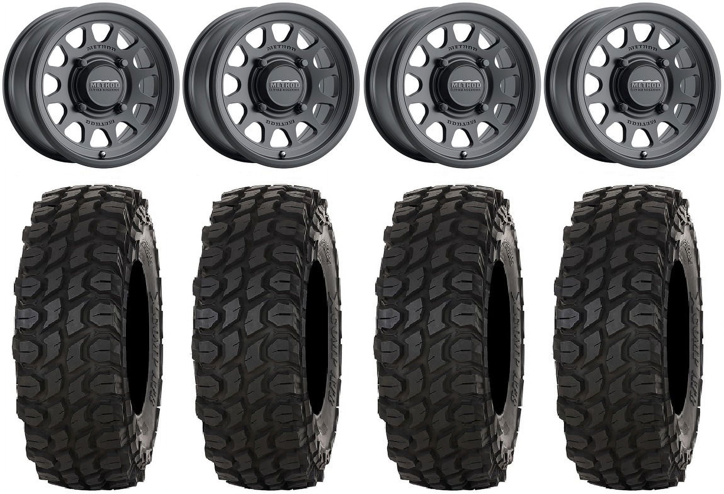 Method 414 15" Wheels Black +13mm 35" XComp ATR Tires Polaris RZR XP ...
