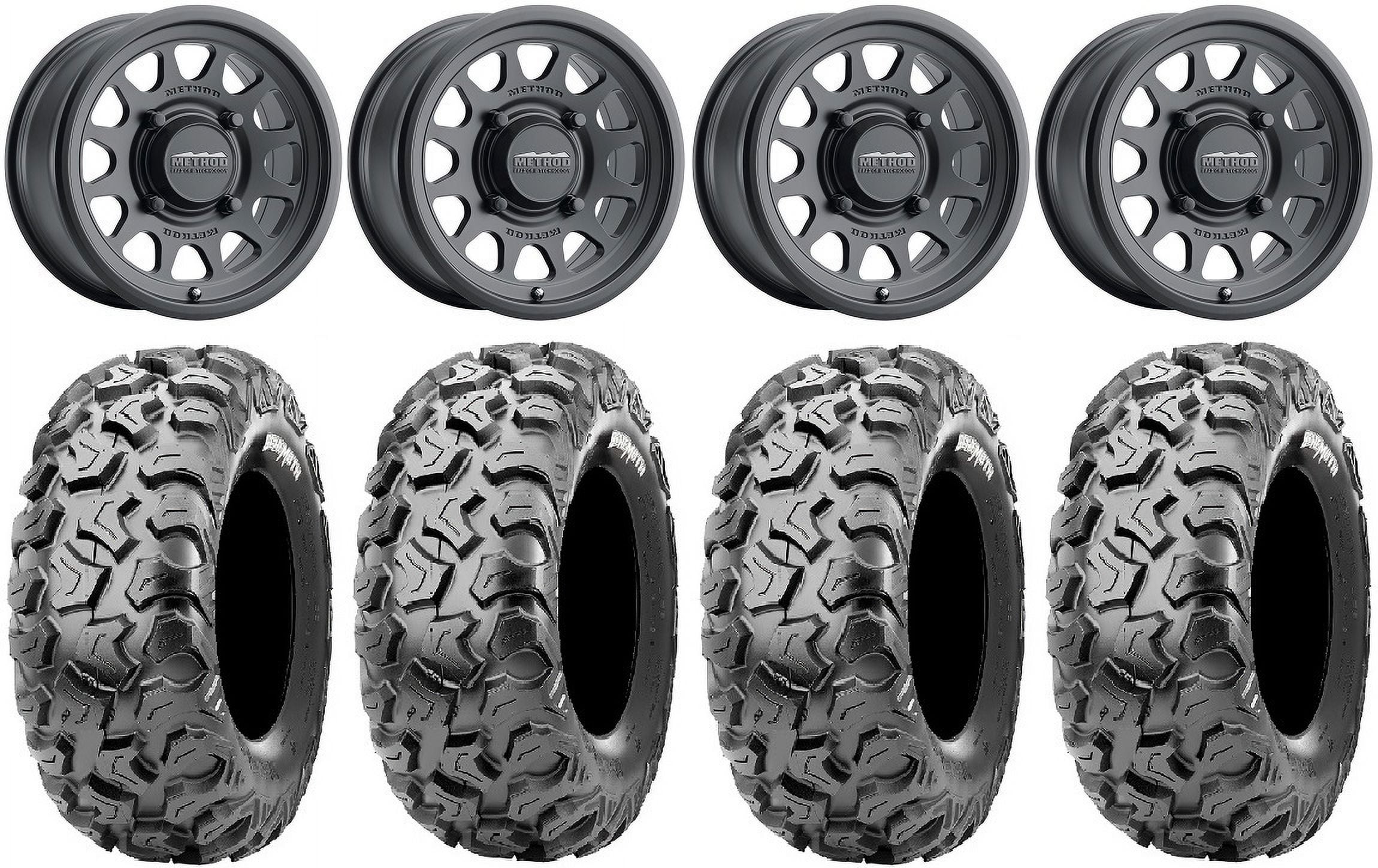 Method 414 15" Wheels Black +38mm 30" Behemoth Tires Can-Am Commander Maverick Renegade ...
