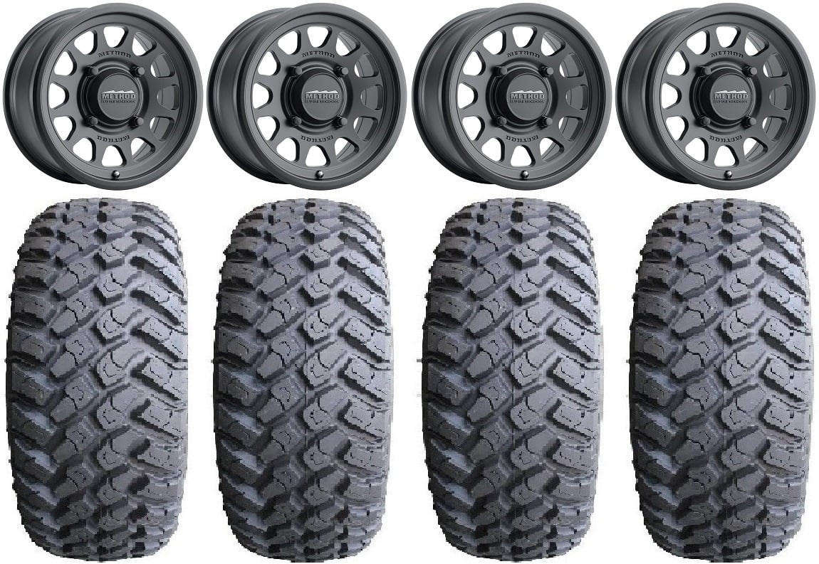Method 414 15" Wheels Black +38mm 30" MotoHammer Tires Sportsman RZR ...