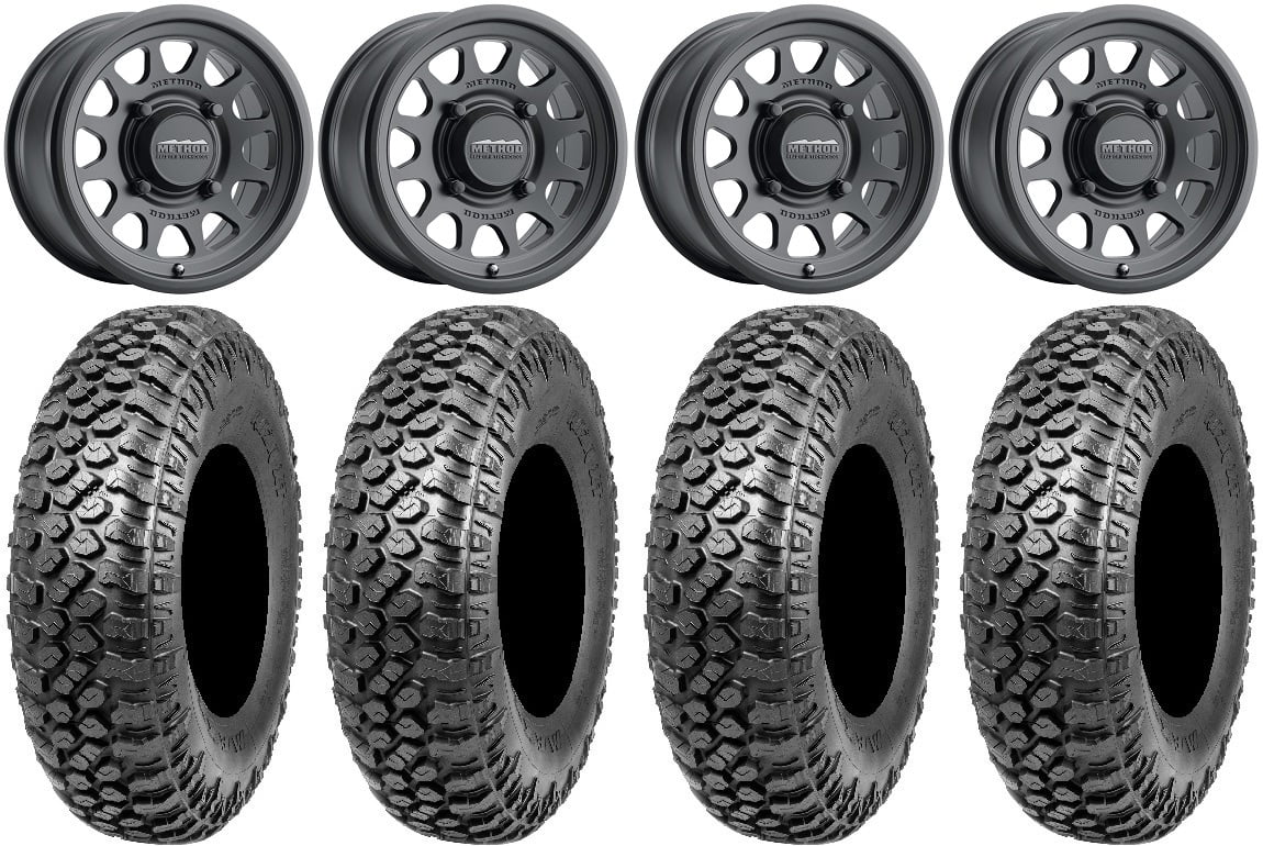 Method 414 15" Wheels Black +38mm 32" RAZR XT Tires Sportsman RZR ...