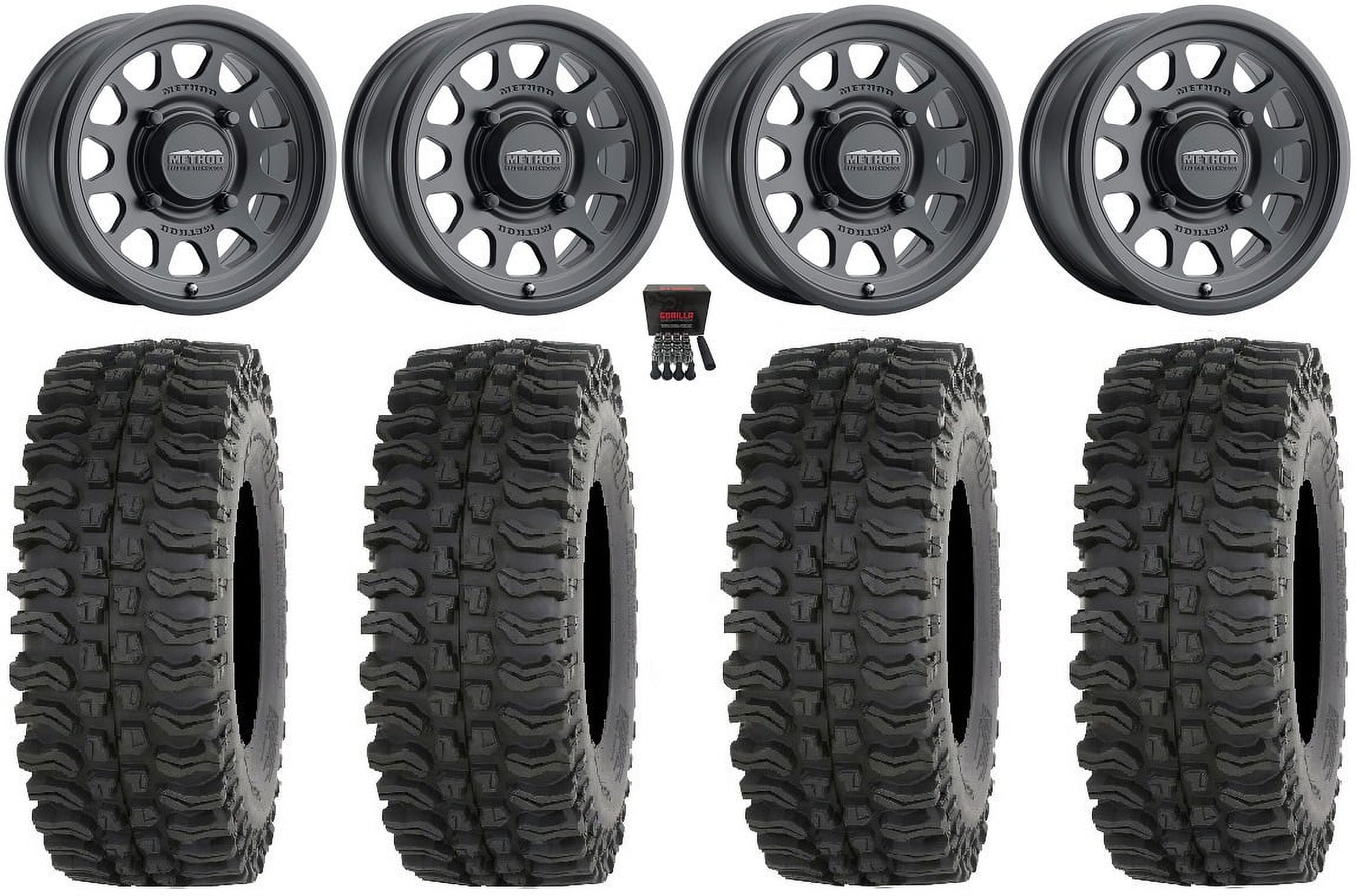 Method 414 15" Wheels Black +38mm 33" BDC Tires Sportsman RZR Ranger ...