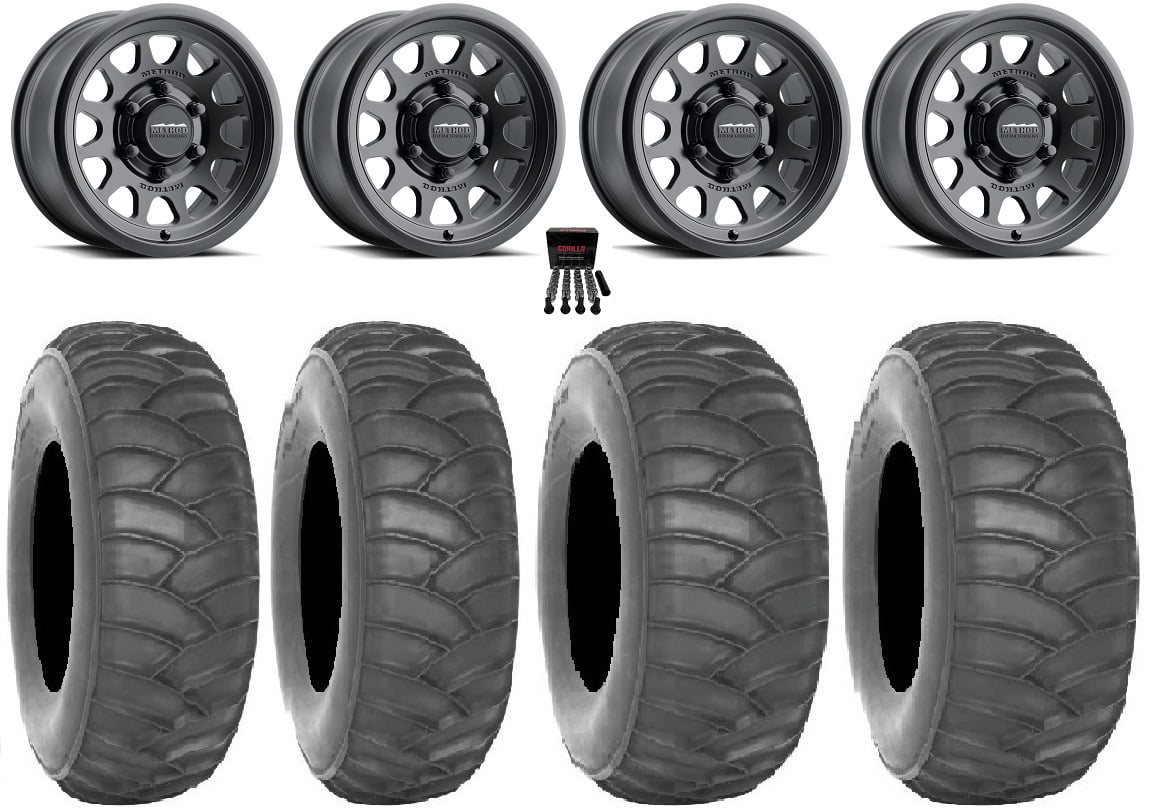 Method 414 15" Wheels Black (5+2/6+4) 32" SS360 Tires Can-Am Maverick R ...