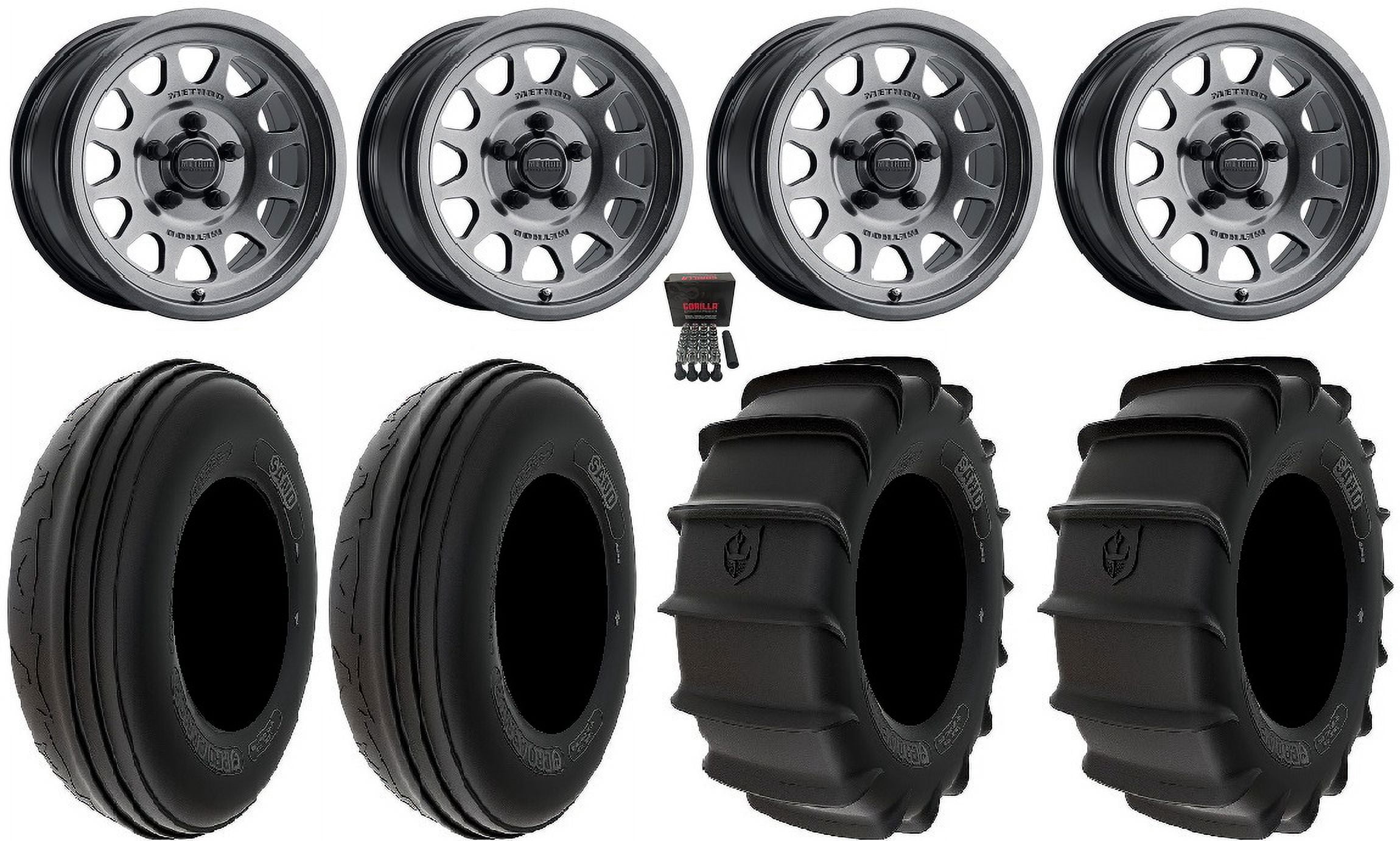 Method 414 15" Wheels Gr +38mm/+25mm 32" Sand Tires Polaris RZR Turbo R ...