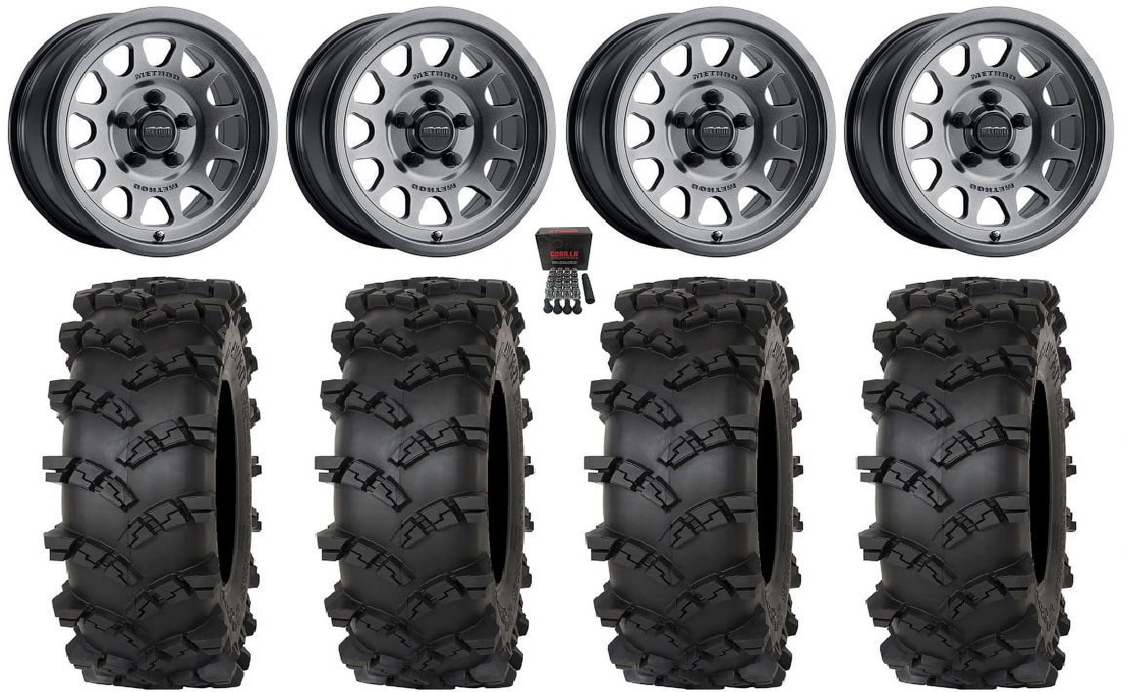 Method 414 15" Wheels Gr +38mm 33" Outlaw M/T Tires Polaris RZR Turbo R ...
