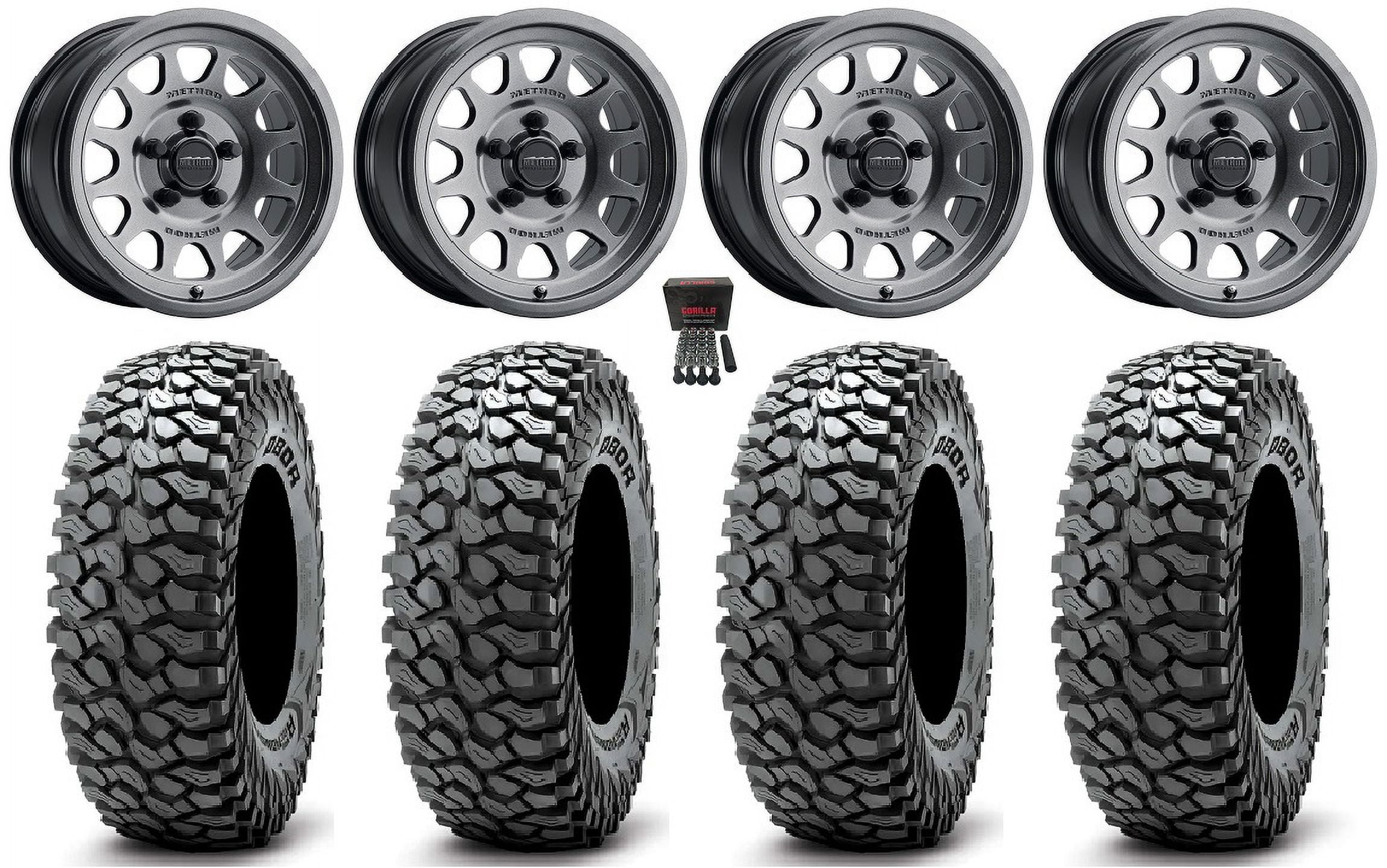 Method 414 15" Wheels Graphite +38mm 35" RocScraper Tires Polaris RZR ...