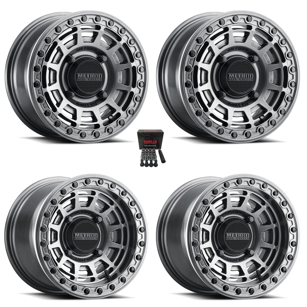 Method 415 15" Wheels/Rims Graphite (+38mm/+25mm) Sportsman RZR Ranger ...