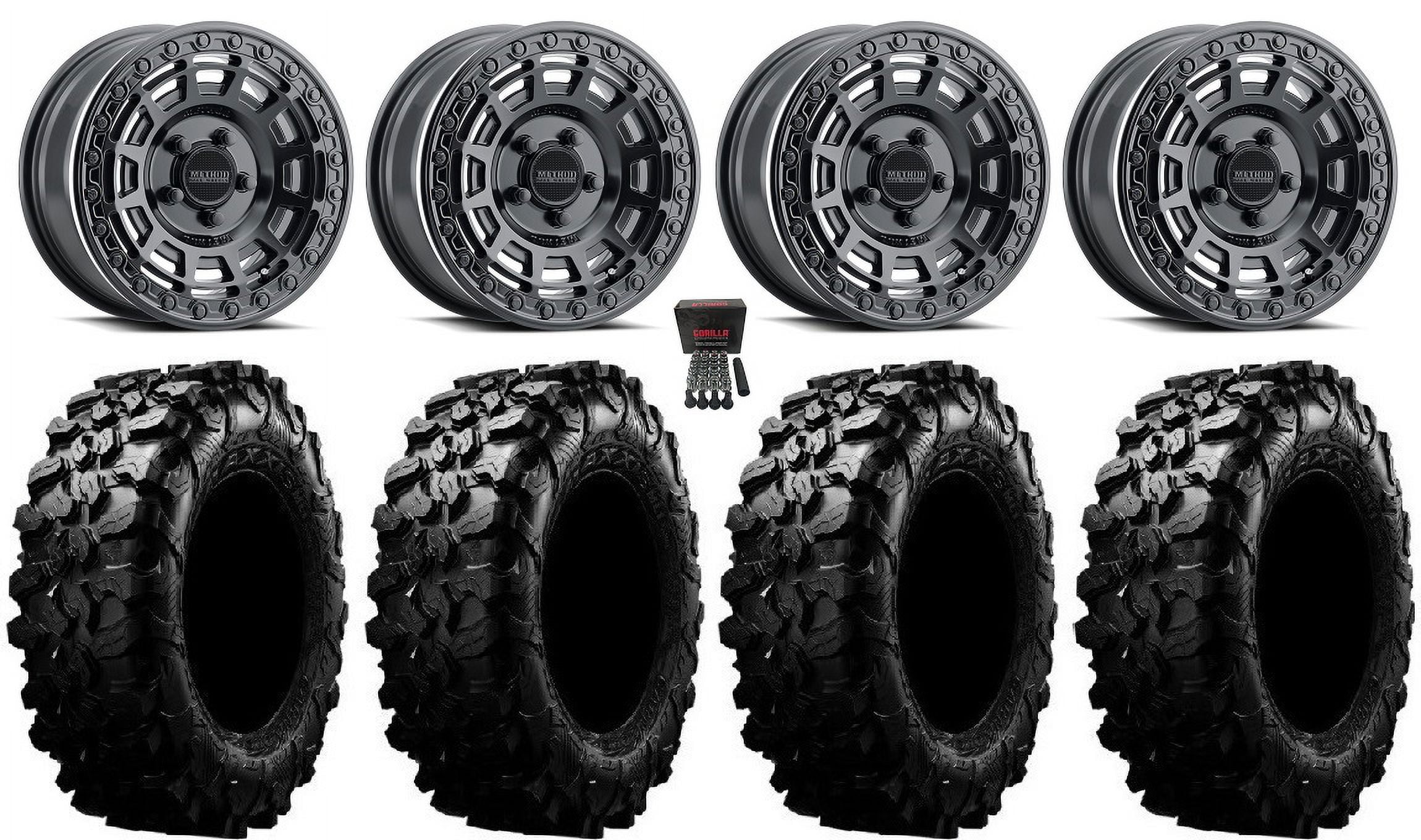 Method 415 Bdlk 15" Wheels Bk +38mm 32" Carnivore Tires Polaris RZR ...