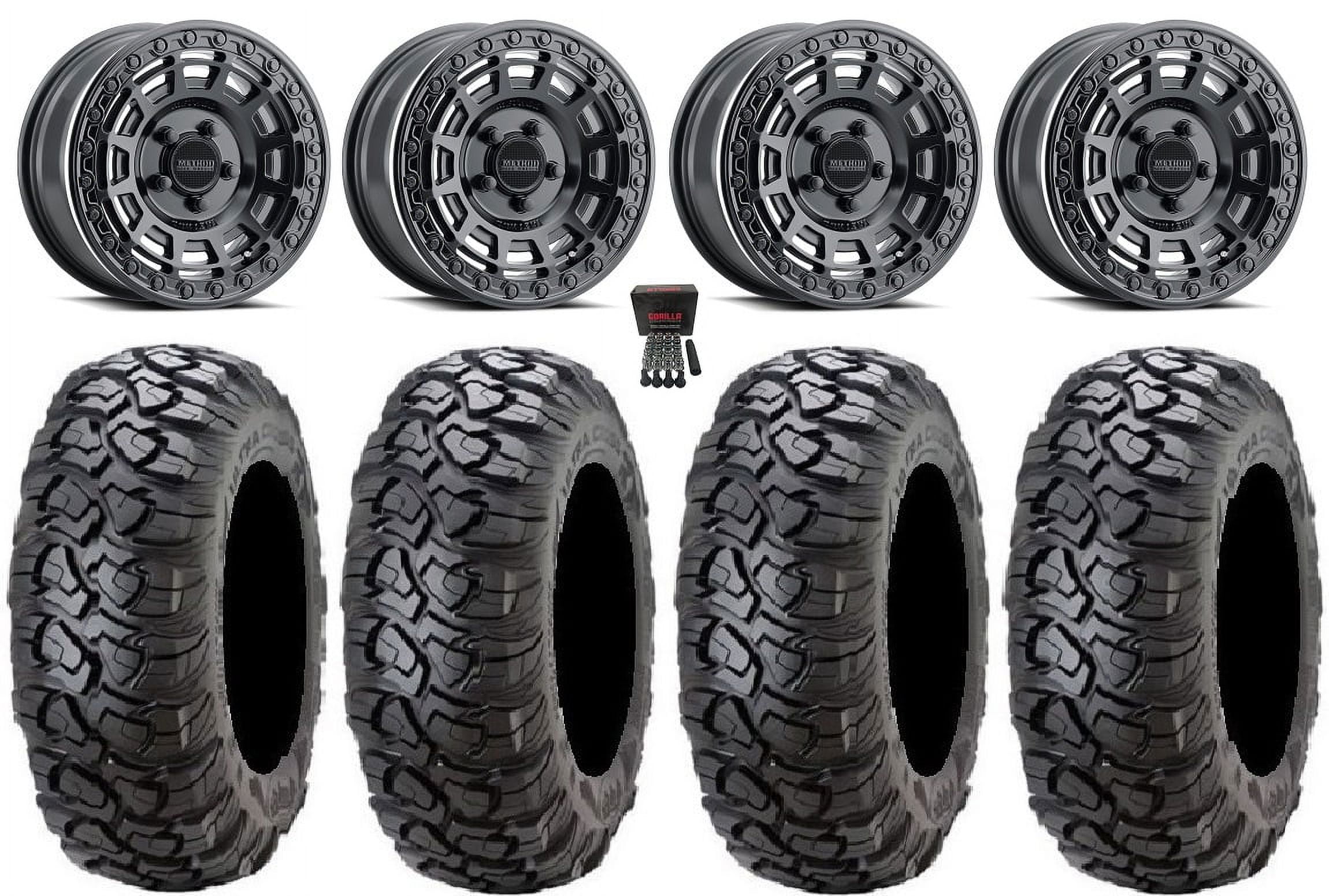 Method 415 Bdlk 15" Wheels Bk +38mm 32" Ultracross Tires Polaris RZR ...