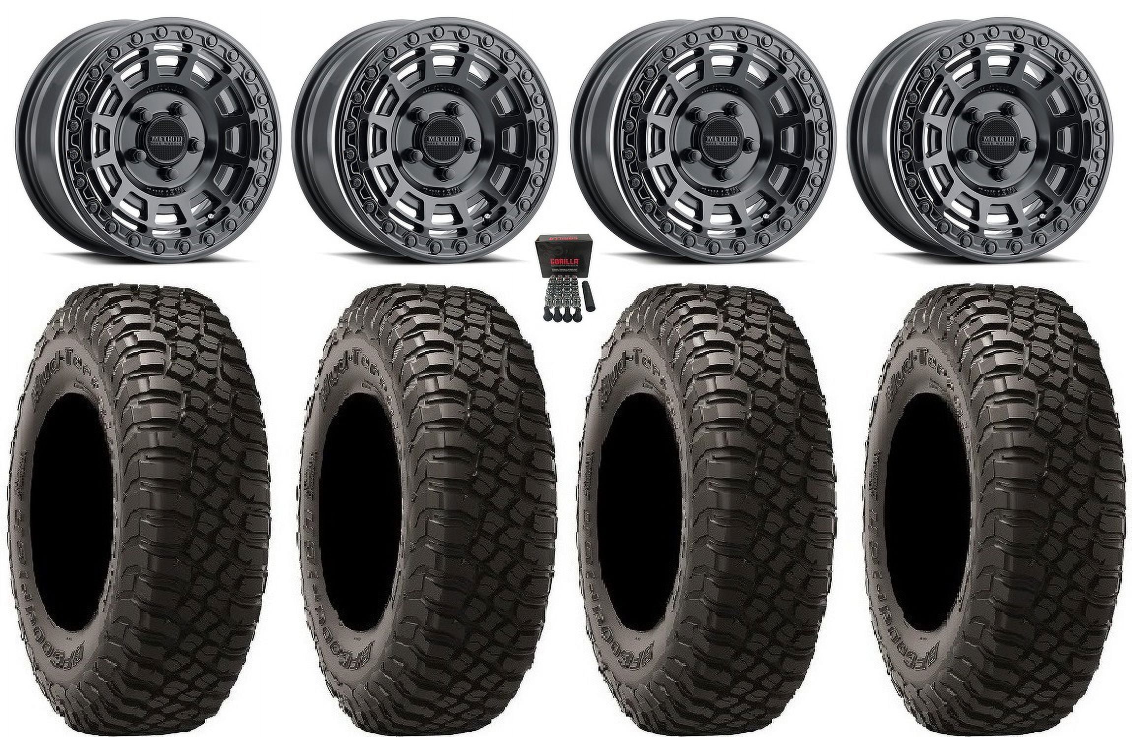 Method 415 Bdlk 15" Wheels Bk +38mm 35" BFG KM3 Tires Polaris RZR Turbo ...