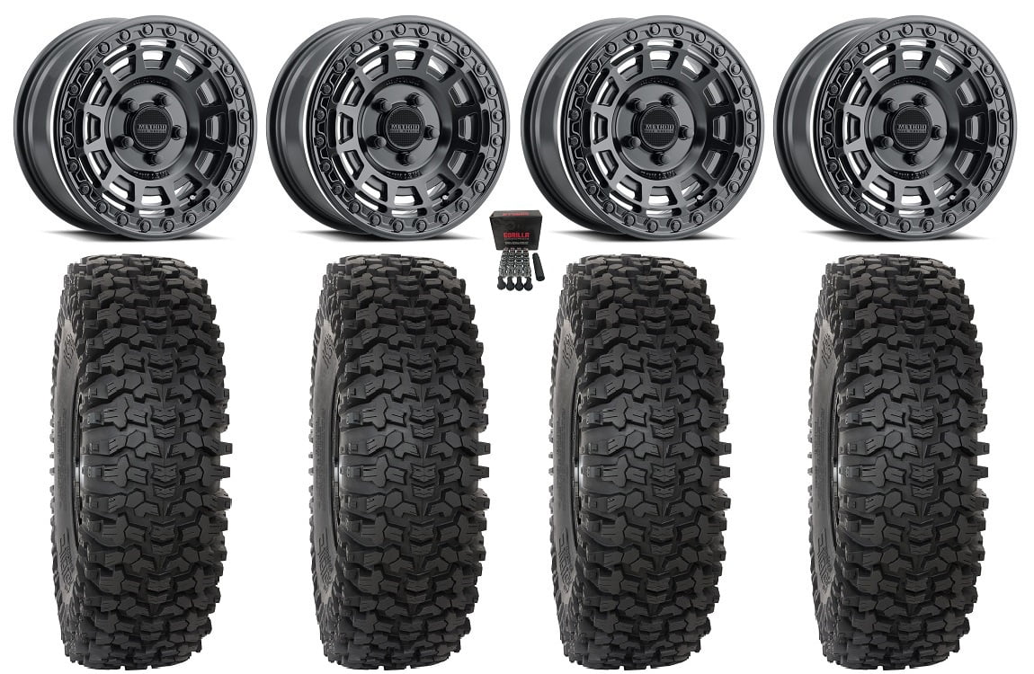 Method 415 Bdlk 15" Wheels Bk +38mm 35" RC500S Sticky Tires Polaris RZR ...