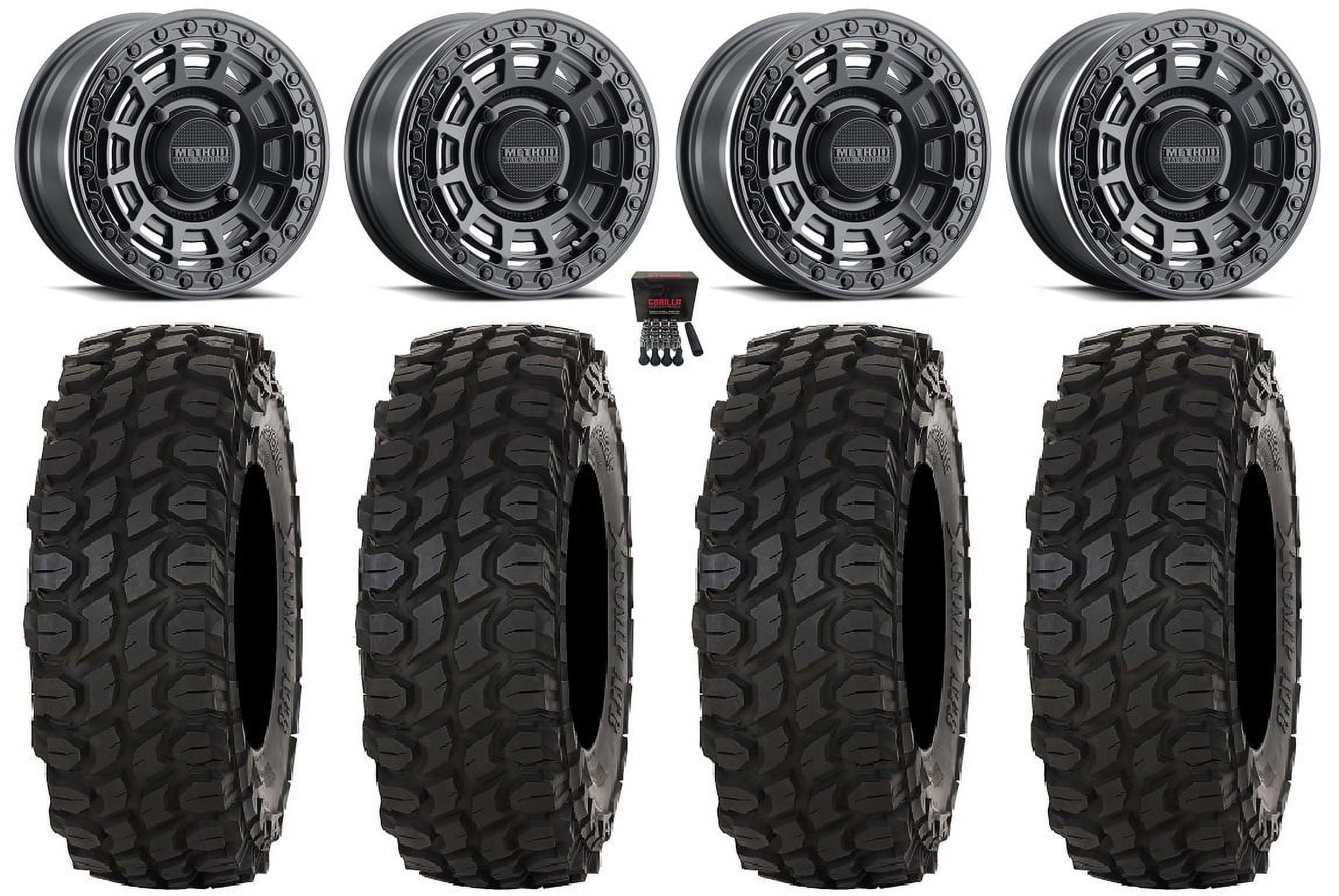 Method 415 Bdlk 15" Wheels Bk +38mm 35" XComp ATR Tires Sportsman RZR ...