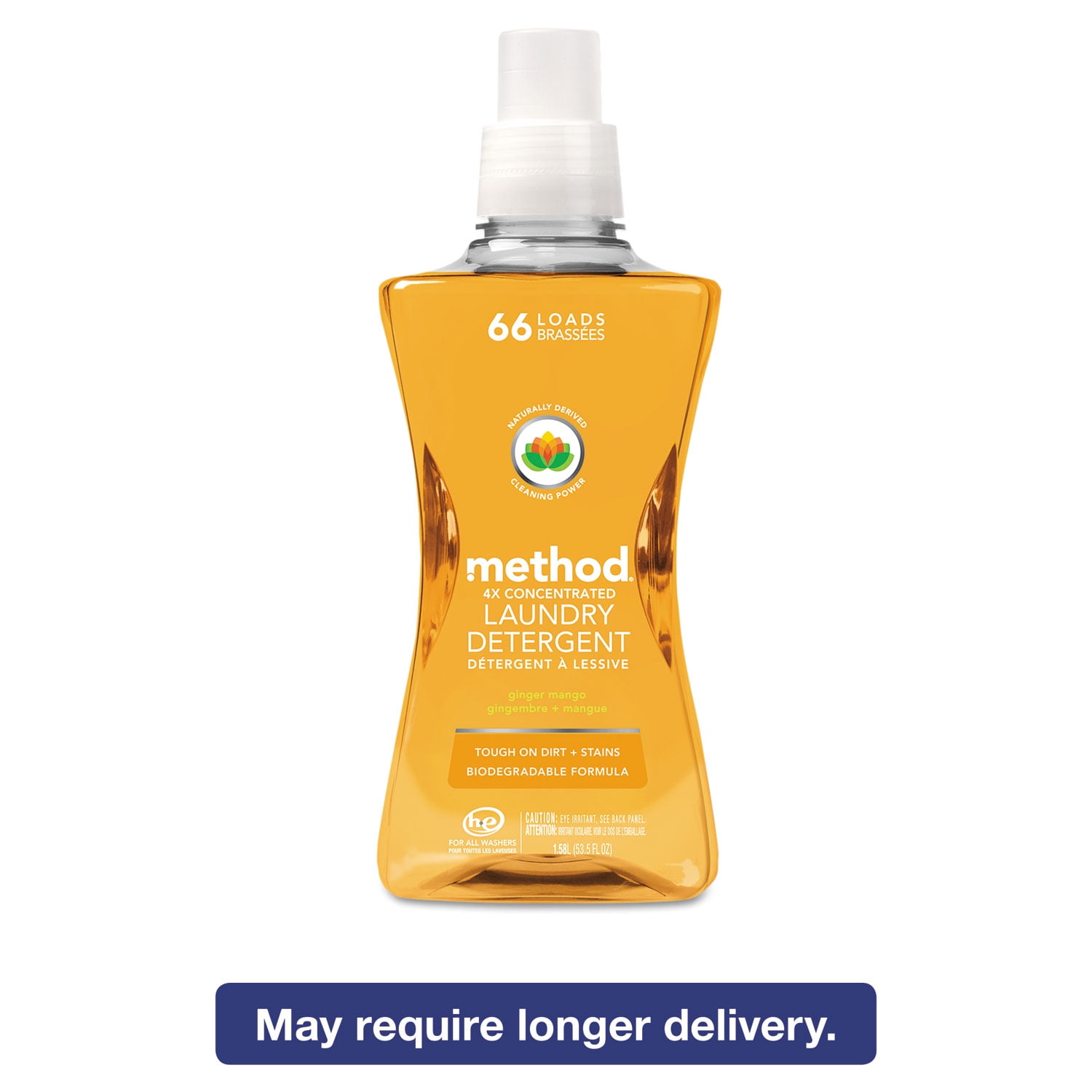 Method 4X Concentrated Laundry Detergent, Ginger Mango, 53.5 oz Bottle ...