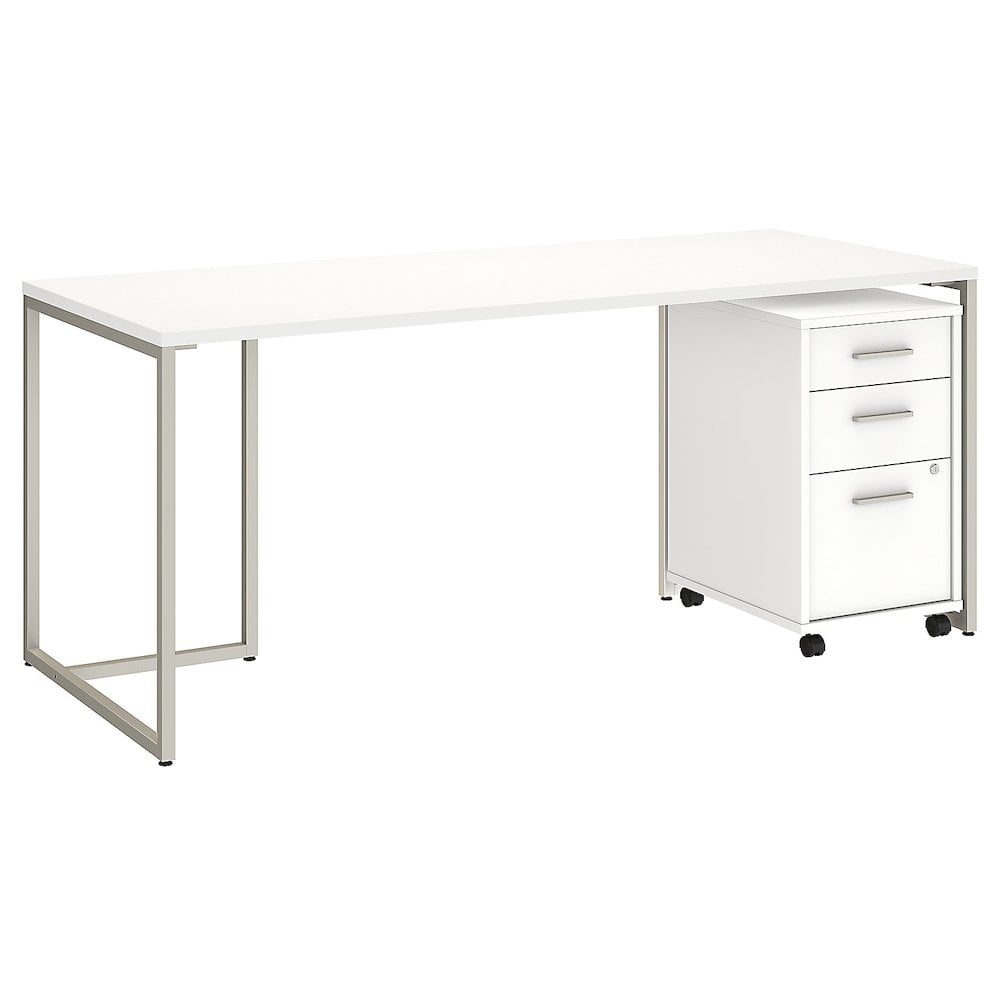 Method 72W Table Desk with Mobile File Cabinet in White - Engineered ...