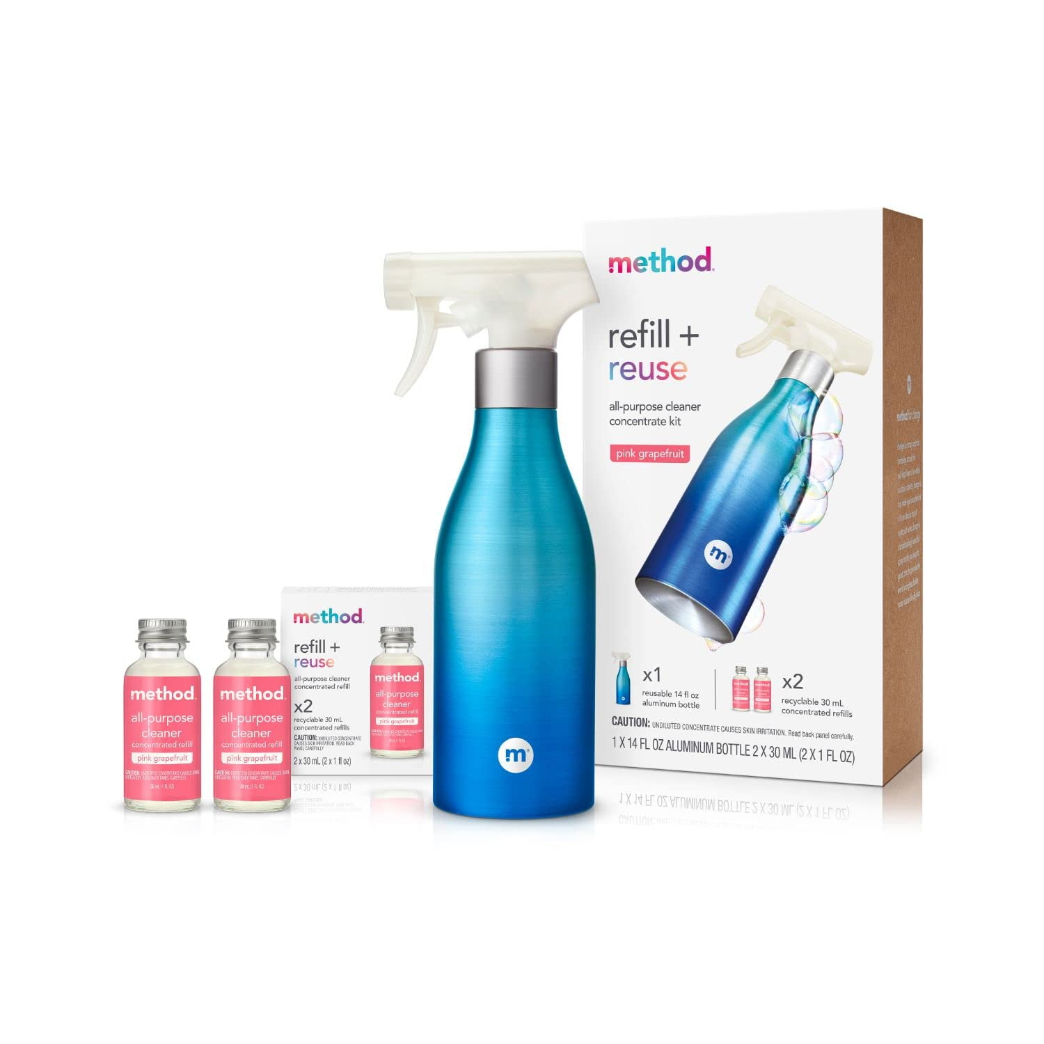 Method All-Purpose Cleaner Concentrates Starter Kit, Pink Grapefruit, 1 ...