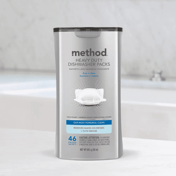 method Dishwasher Detergent Packs, Heavy Duty, Free and Clear, 46ct ...