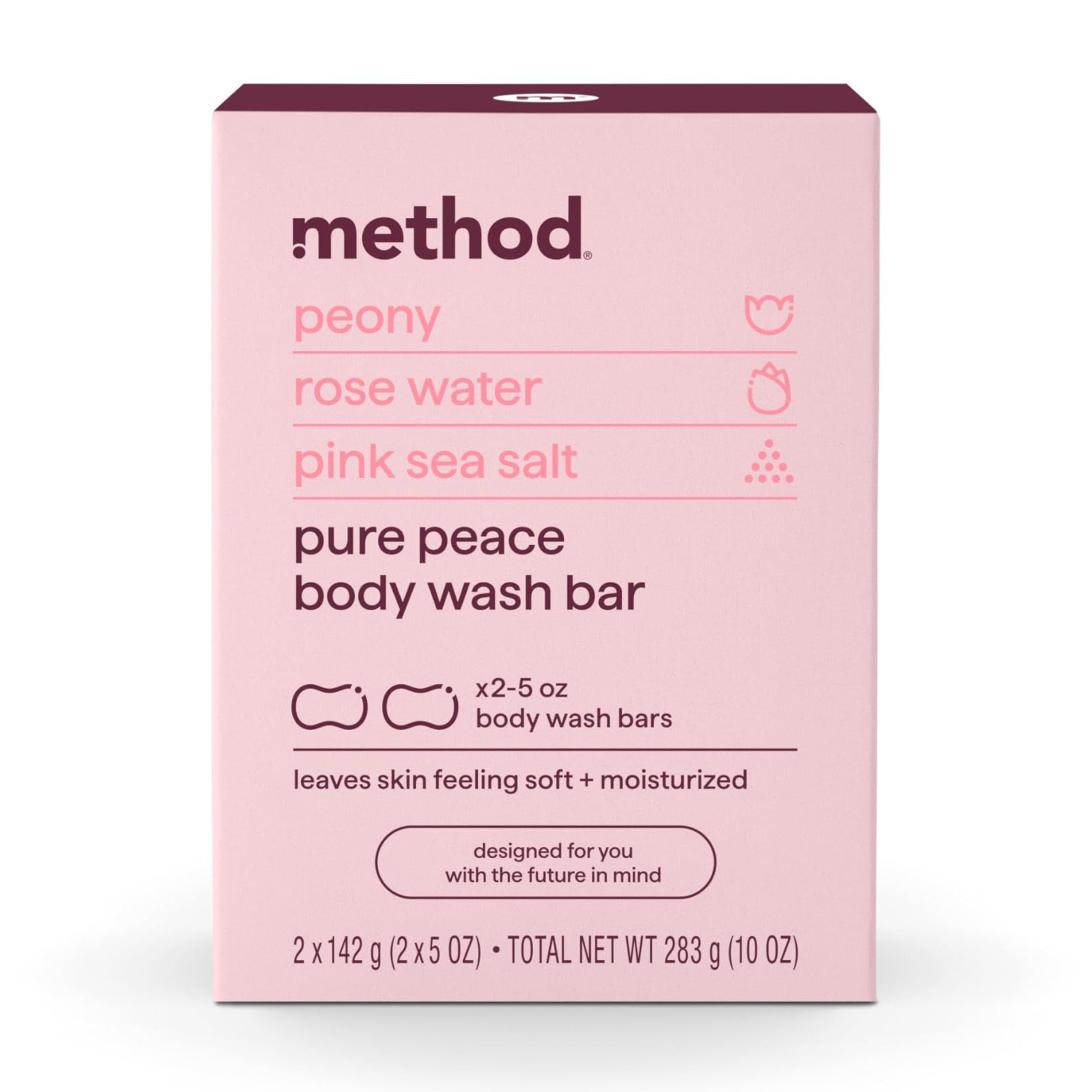 Method Bar Soap, Pure Peace, Pure Peace, Rose Water, Peonies + Pink Sea ...